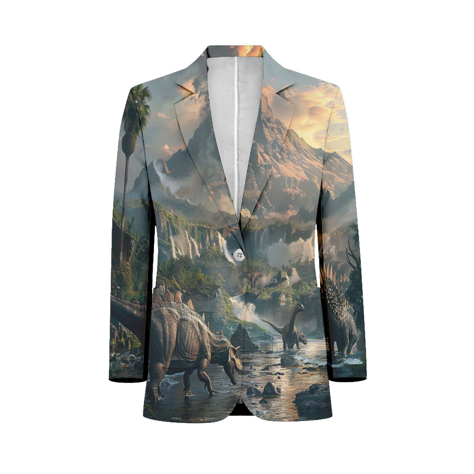 Dinosaur Filled Ancient Jungle Men's Suit Blazer Casual Party Wear Slim ...
