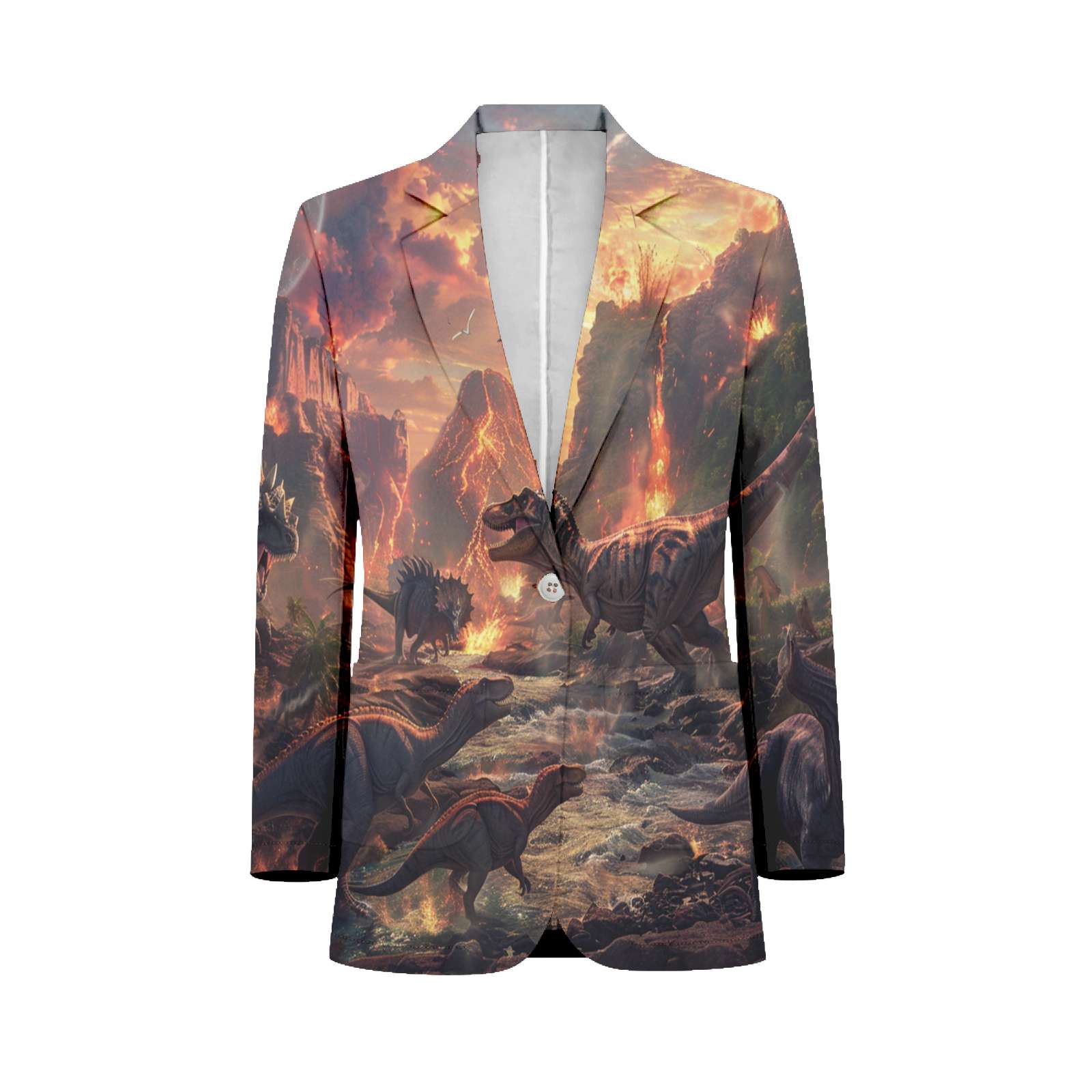 Dinosaur Filled Ancient Jungle Men's Suit Blazer Casual Party Wear Slim ...