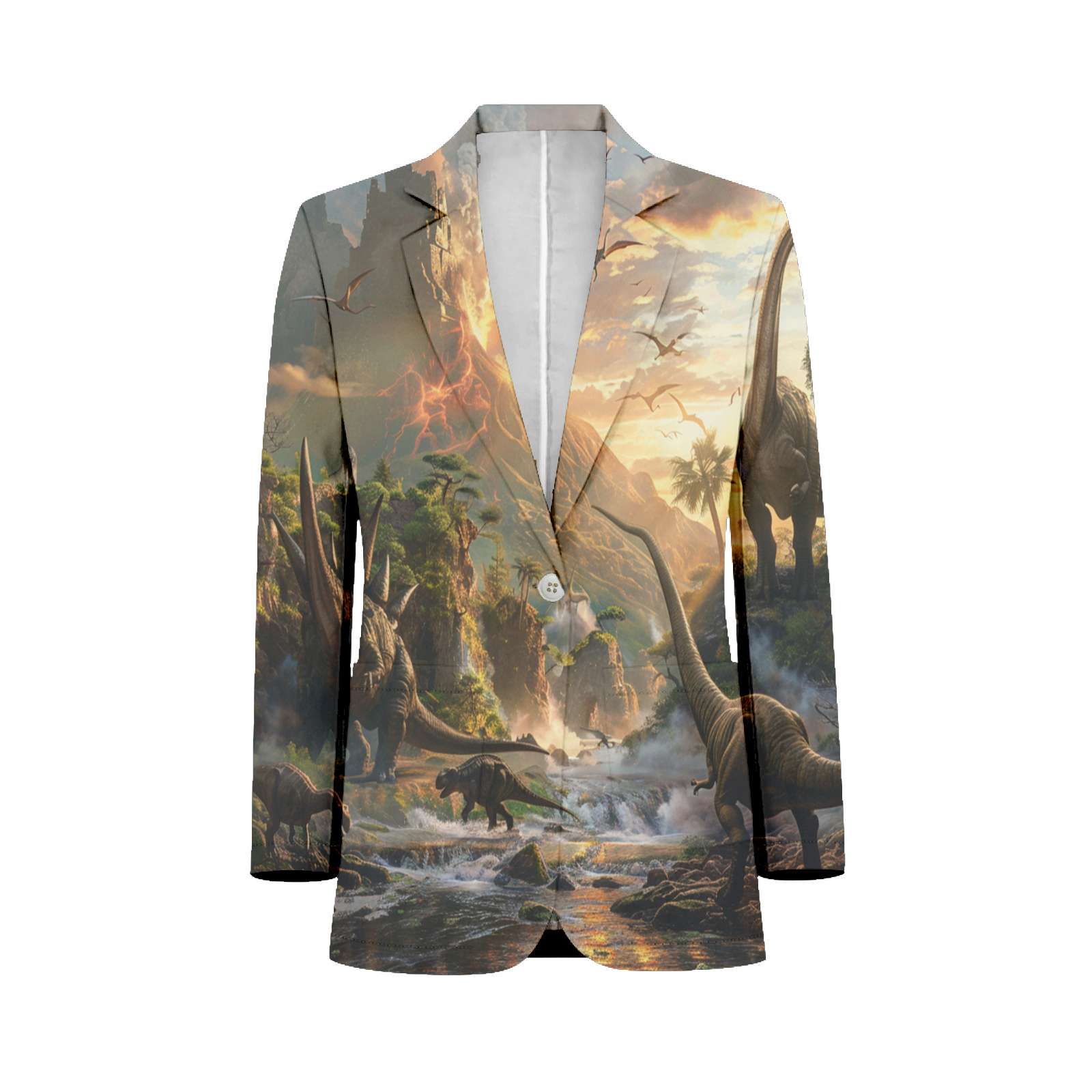 Dinosaur Filled Ancient Jungle Men's Suit Blazer Casual Party Wear Slim ...