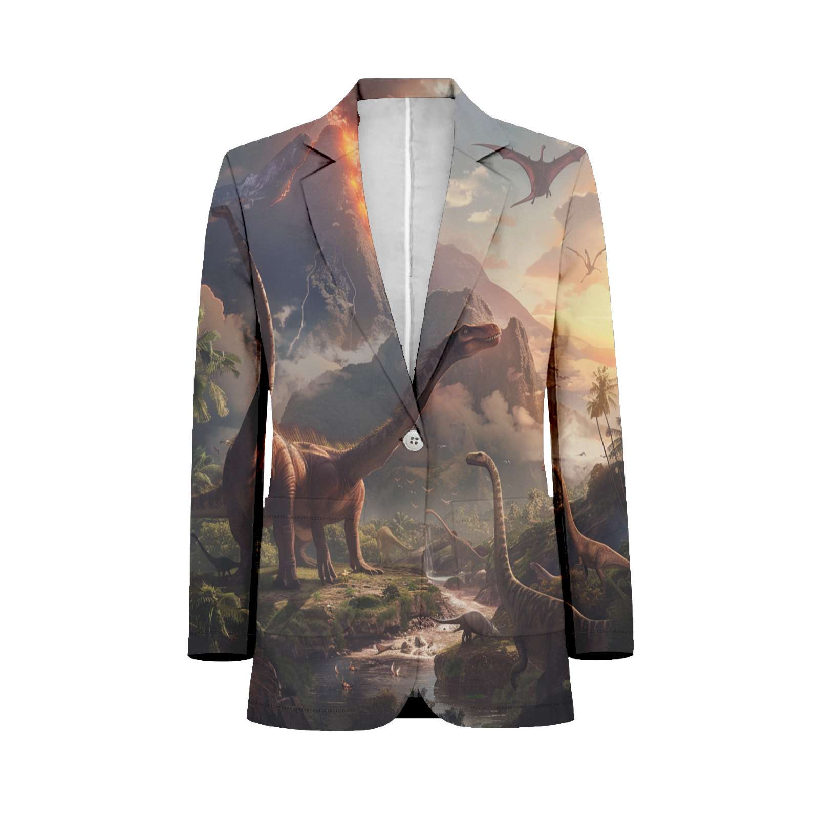 Dinosaur Filled Ancient Jungle Men's Suit Blazer Casual Party Wear Slim ...