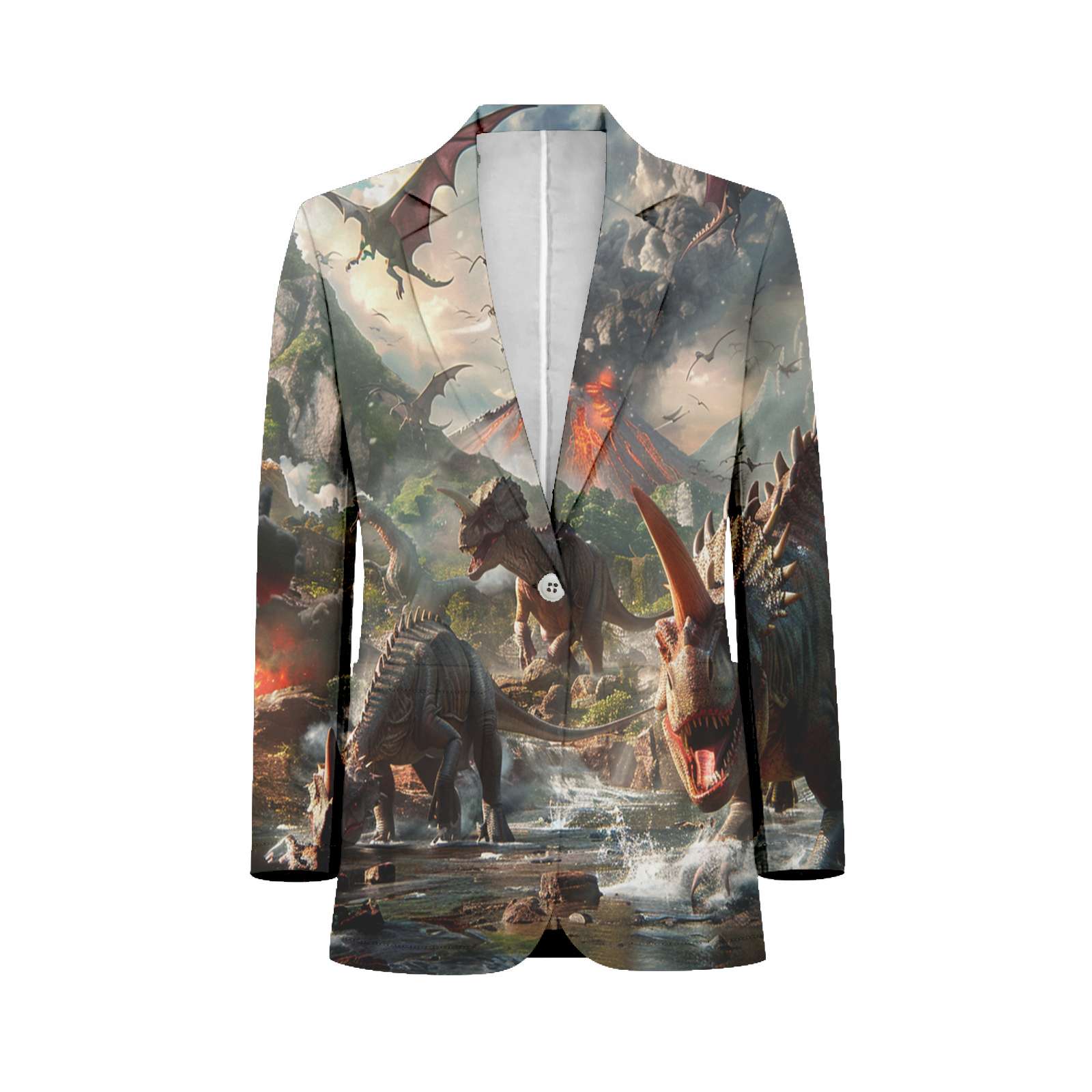 Dinosaur Filled Ancient Jungle Men's Suit Blazer Casual Party Wear Slim ...