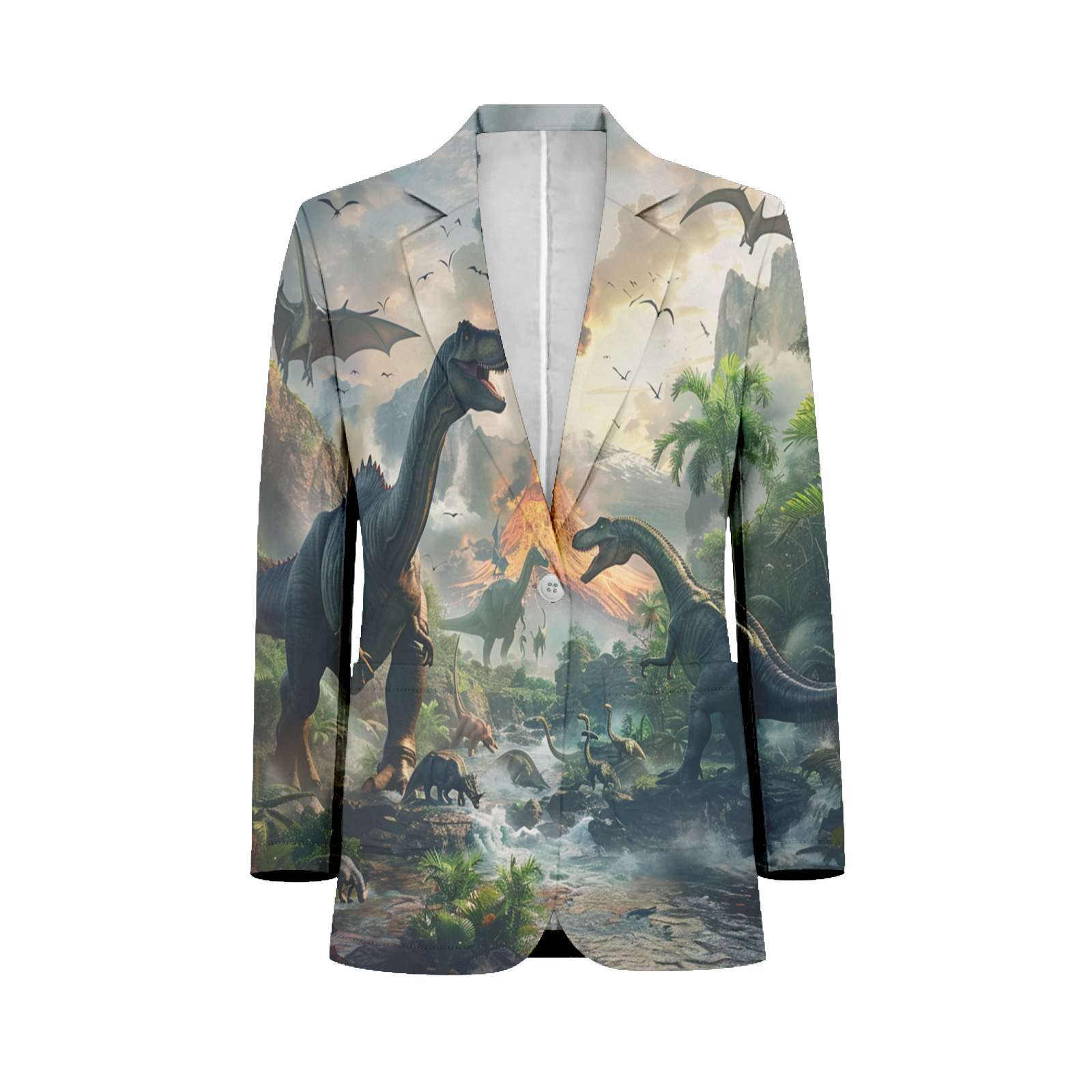 Dinosaur Filled Ancient Jungle Men's Suit Blazer Casual Party Wear Slim ...