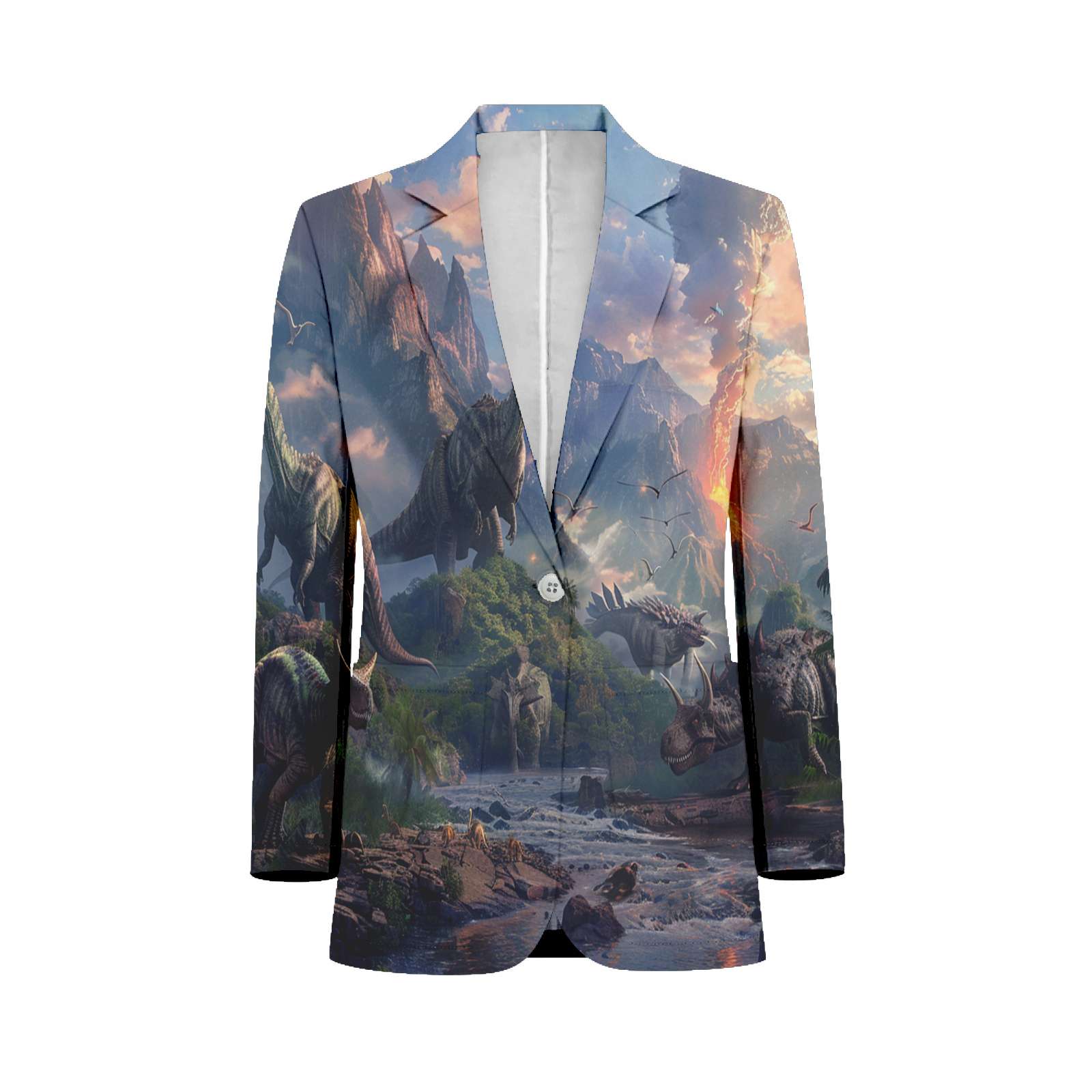 Dinosaur Filled Ancient Jungle Men's Suit Blazer Casual Party Wear Slim ...
