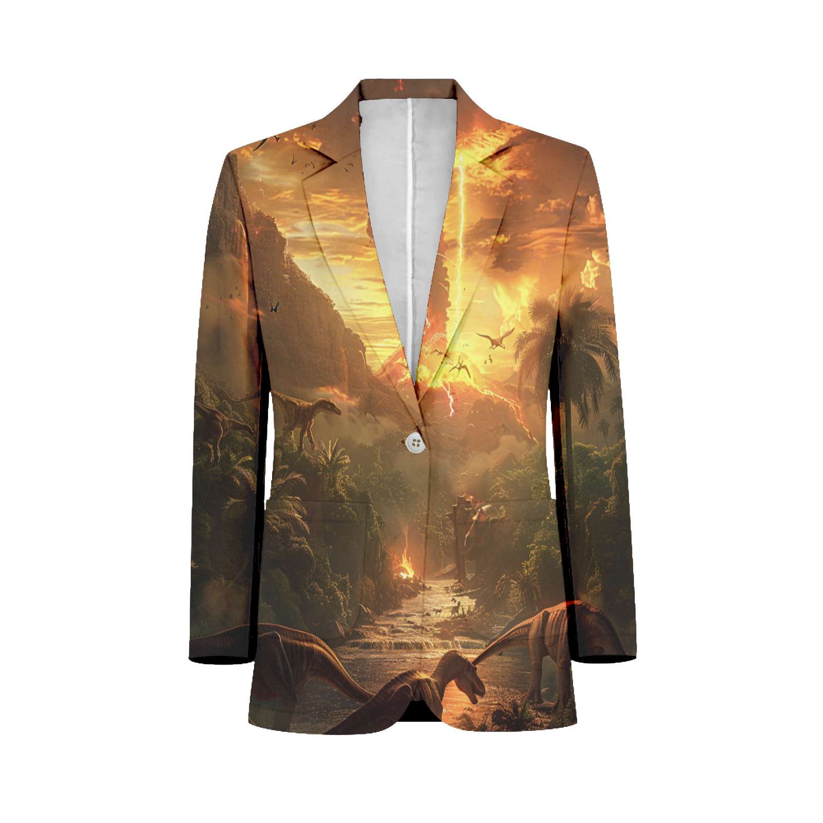 Dinosaur Filled Ancient Jungle Men's Suit Blazer Casual Party Wear Slim ...