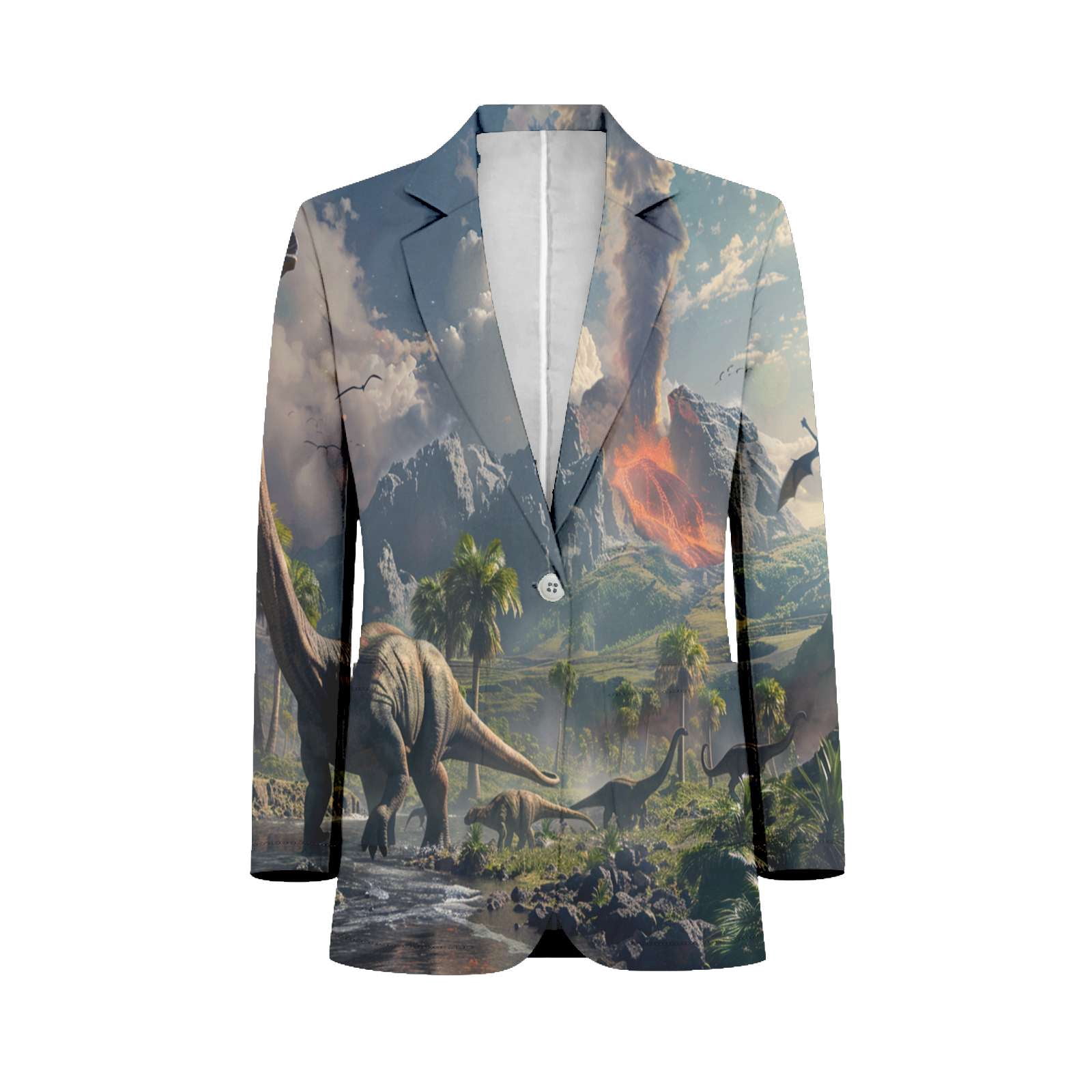 Dinosaur Filled Ancient Jungle Men's Suit Blazer Casual Party Wear Slim ...