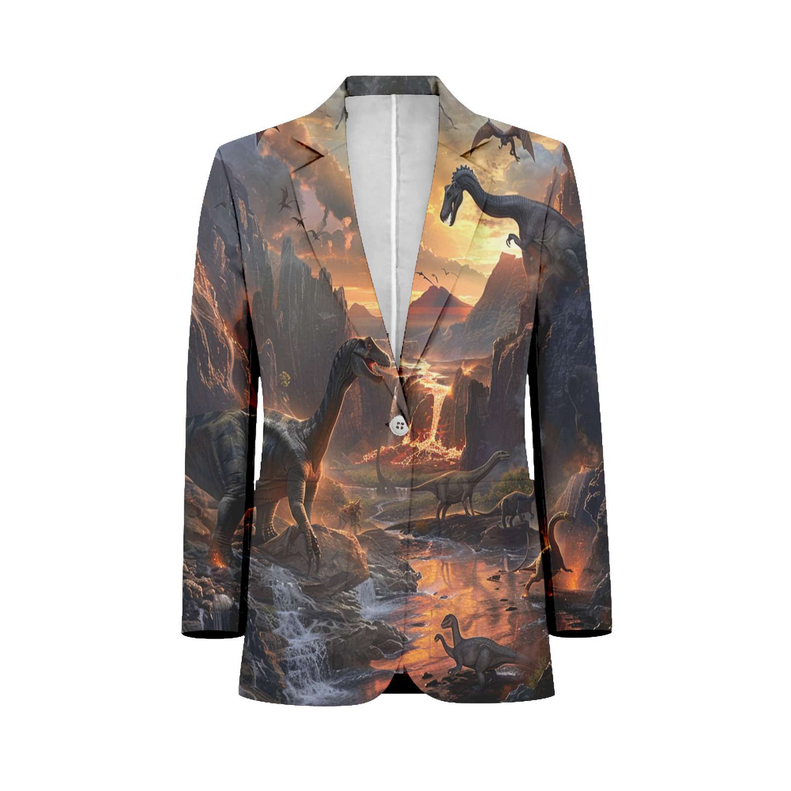 Dinosaur Filled Ancient Jungle Men's Suit Blazer Casual Party Wear Slim ...
