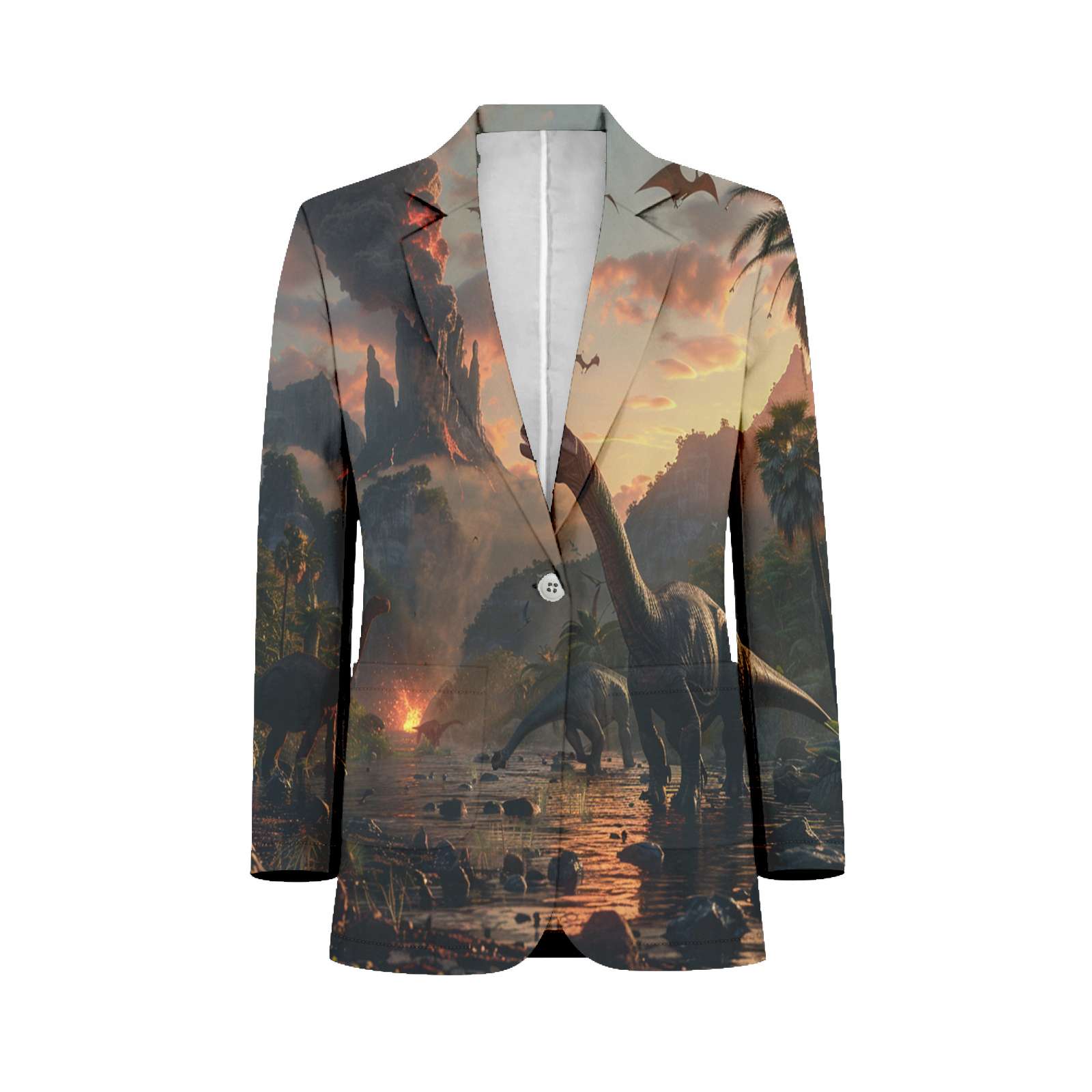 Dinosaur Filled Ancient Jungle Men's Suit Blazer Casual Party Wear Slim ...