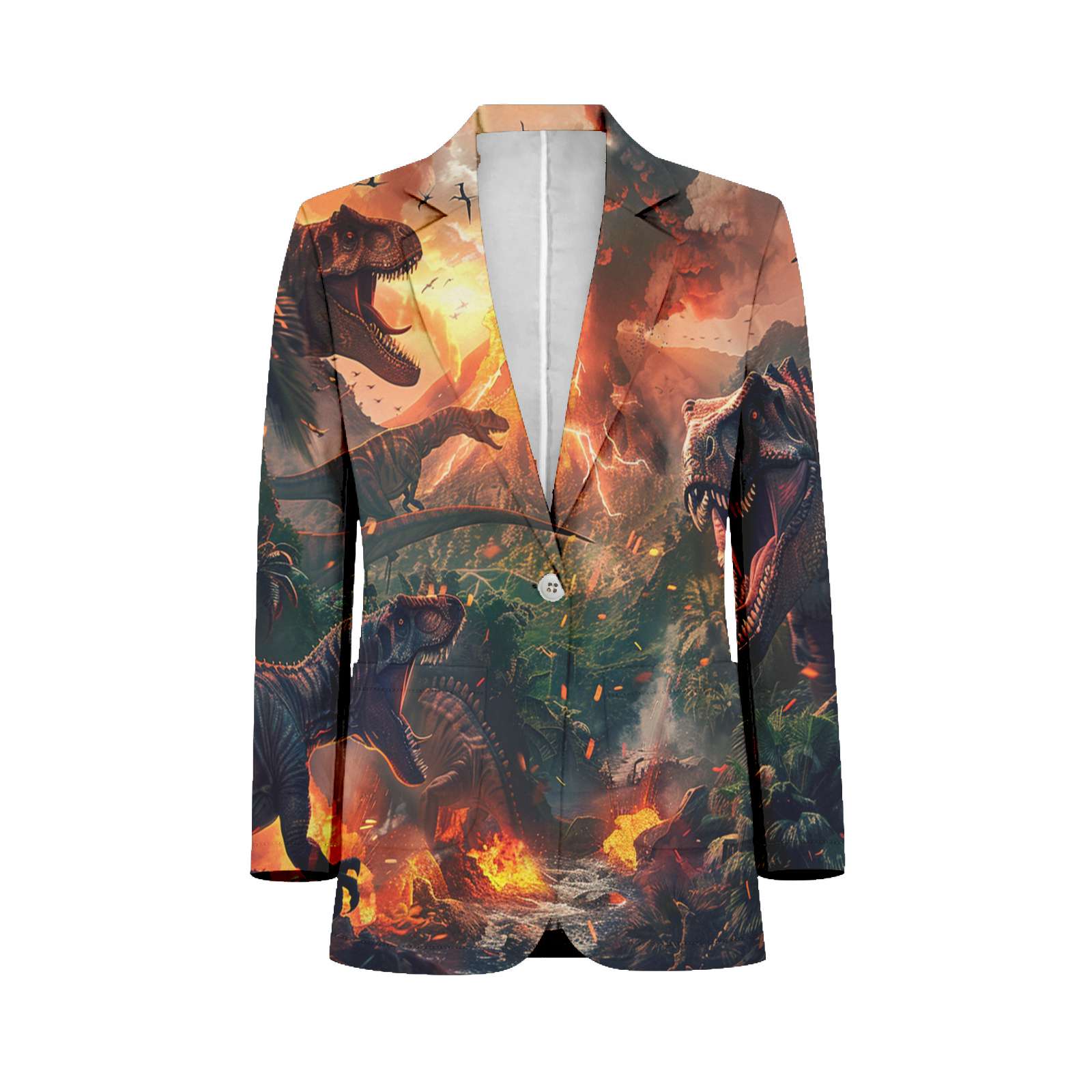 Dinosaur Filled Ancient Jungle Men's Suit Blazer Casual Party Wear Slim ...