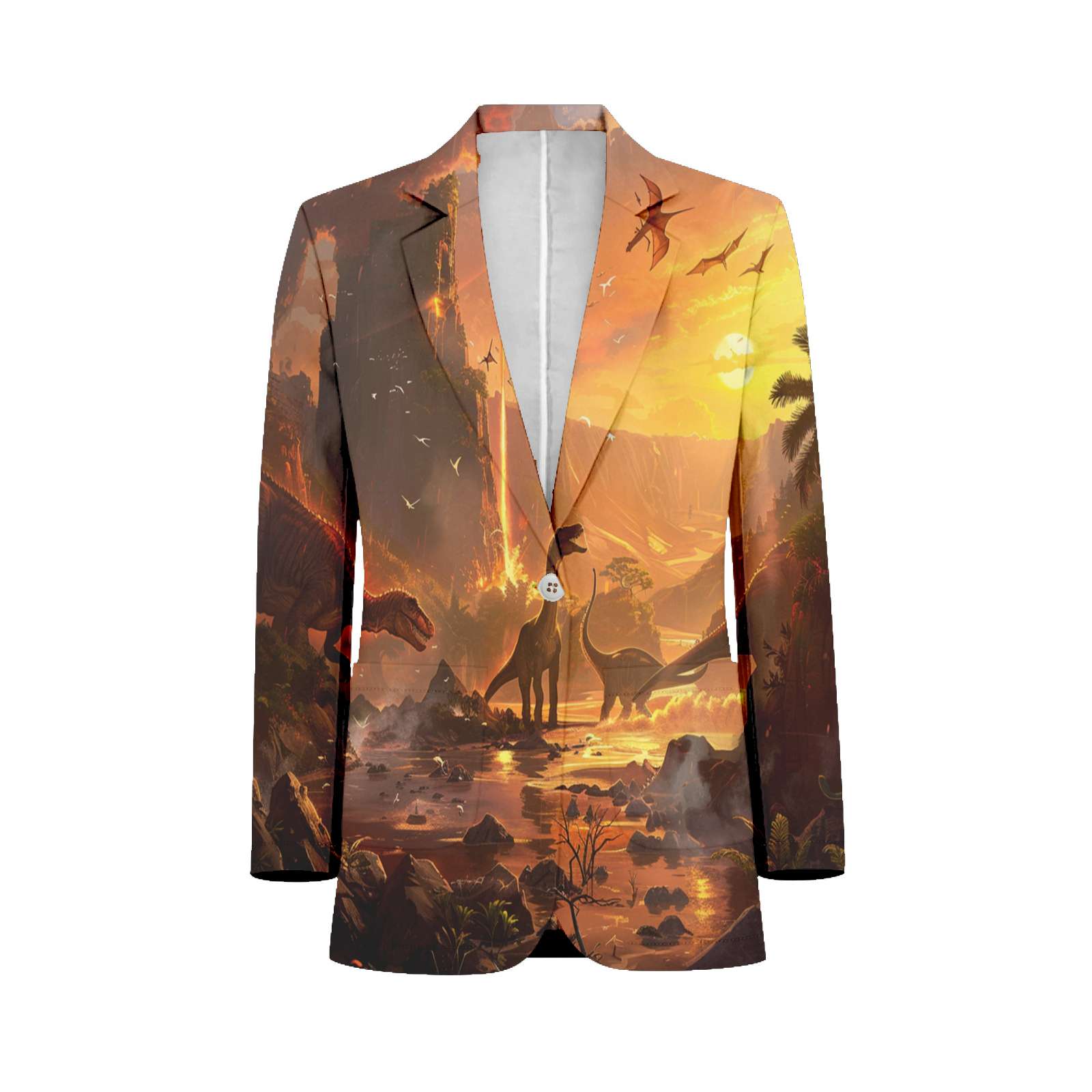 Dinosaur Filled Ancient Jungle Men's Suit Blazer Casual Party Wear Slim ...