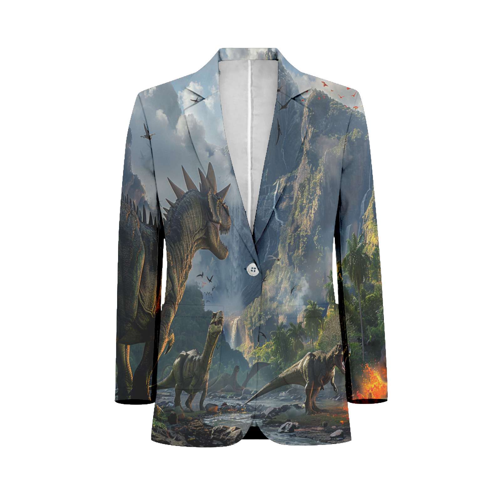 Dinosaur Filled Ancient Jungle Men's Suit Blazer Casual Party Wear Slim ...
