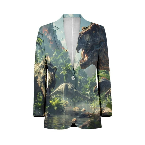 Dinosaur Filled Ancient Jungle Men's Suit Blazer Casual Party Wear Slim ...