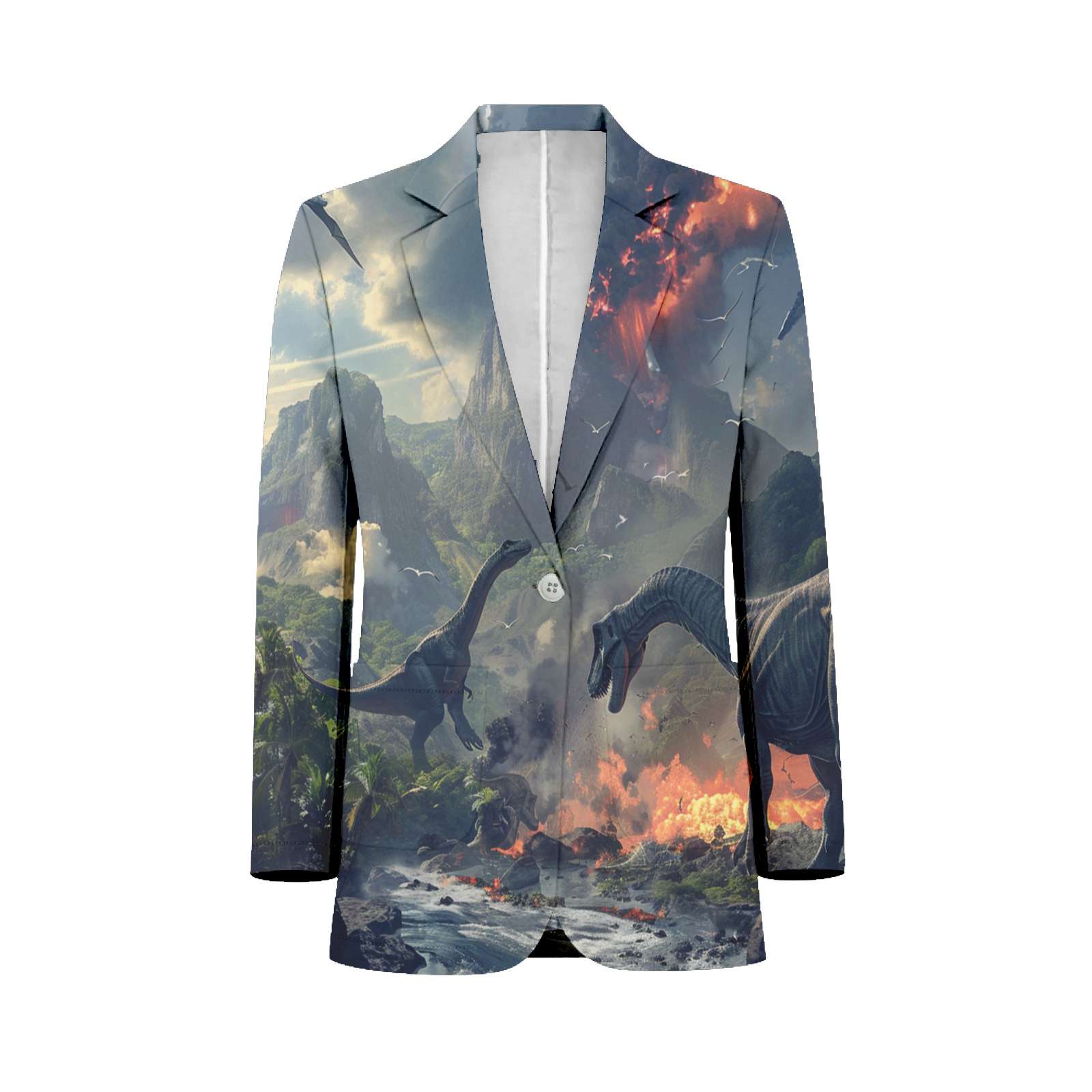 Dinosaur Filled Ancient Jungle Men's Suit Blazer Casual Party Wear Slim ...