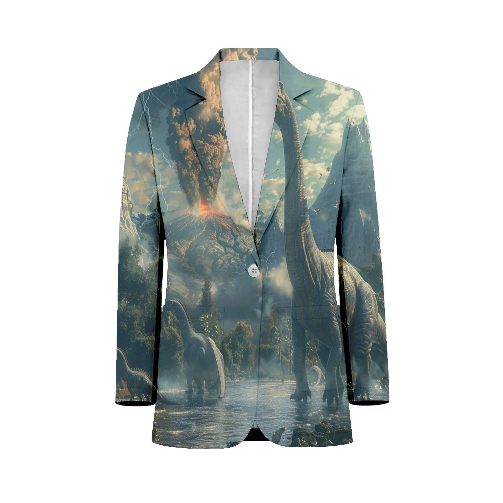 Dinosaur Filled Ancient Jungle Men's Suit Blazer Casual Party Wear Slim ...