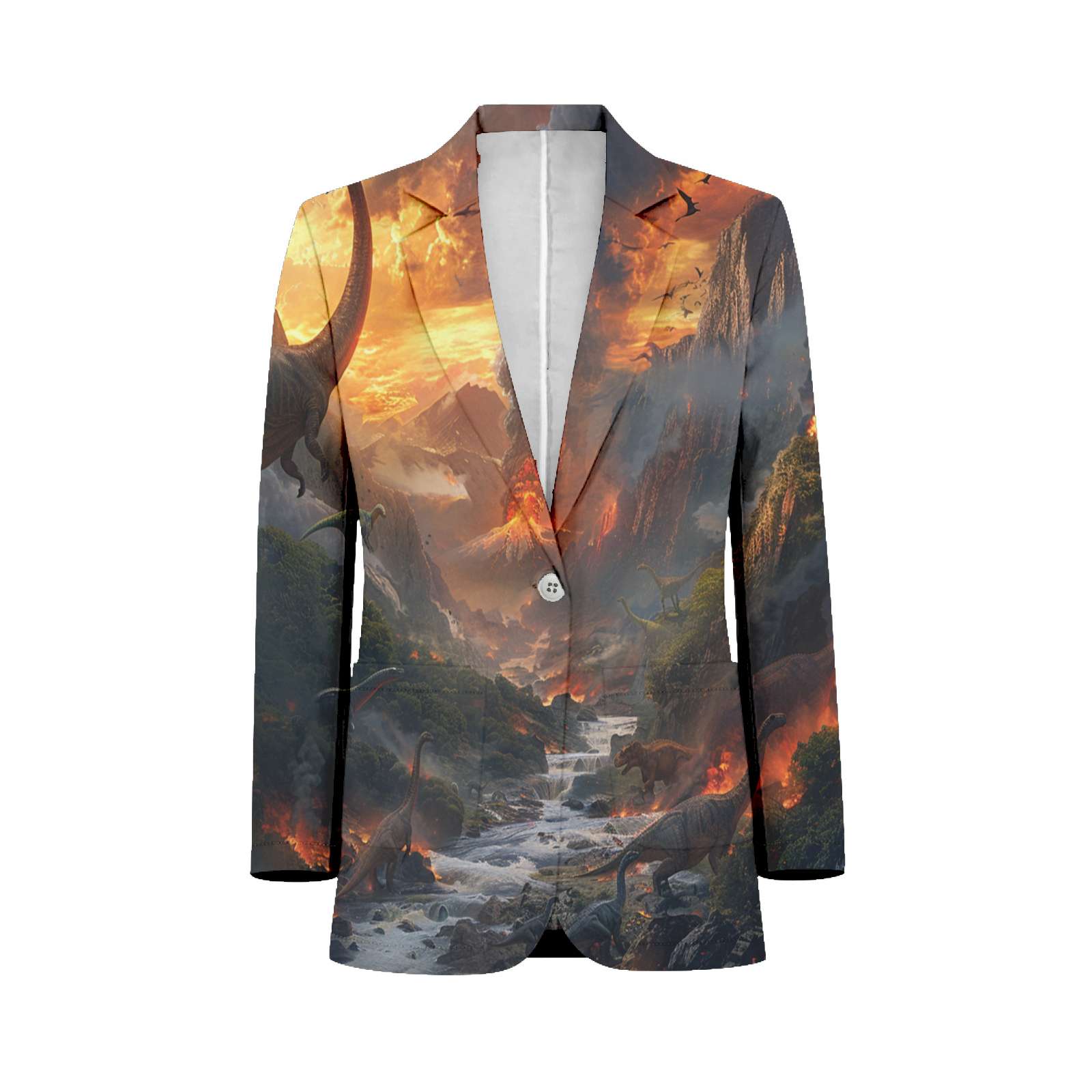 Dinosaur Filled Ancient Jungle Men's Suit Blazer Casual Party Wear Slim ...