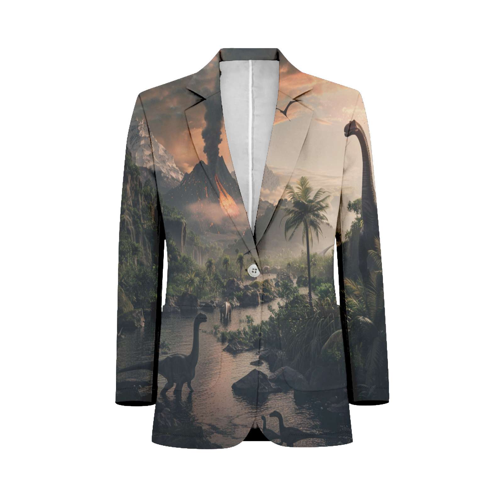 Dinosaur Filled Ancient Jungle Men's Suit Blazer Casual Party Wear Slim ...