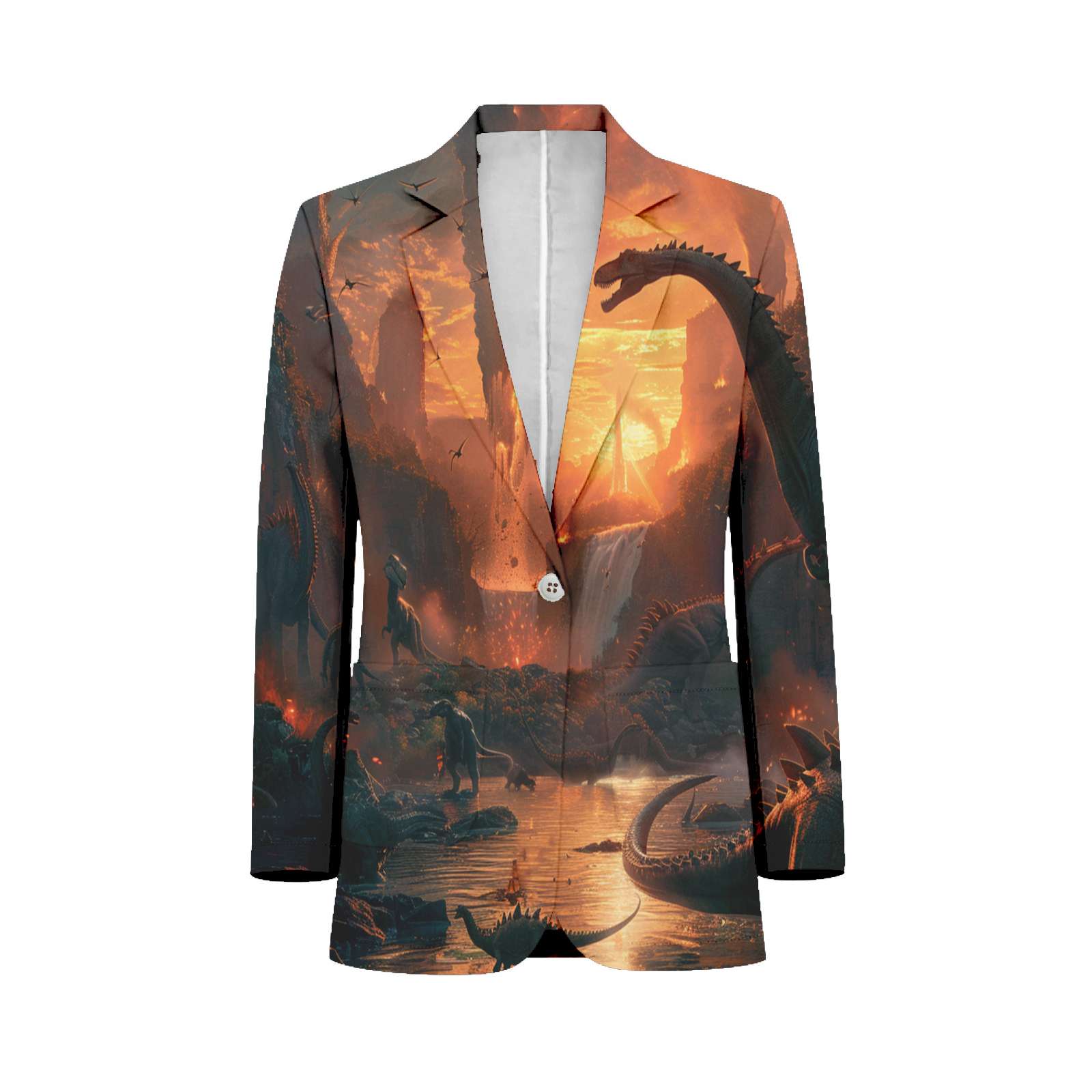 Dinosaur Filled Ancient Jungle Men's Suit Blazer Casual Party Wear Slim ...