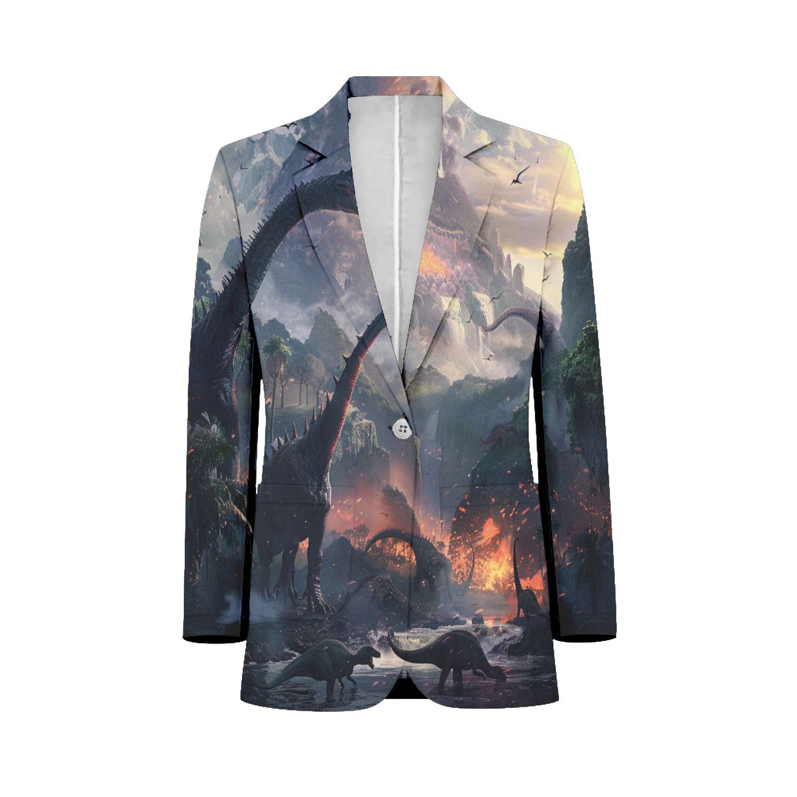 Dinosaur Filled Ancient Jungle Men's Suit Blazer Casual Party Wear Slim ...