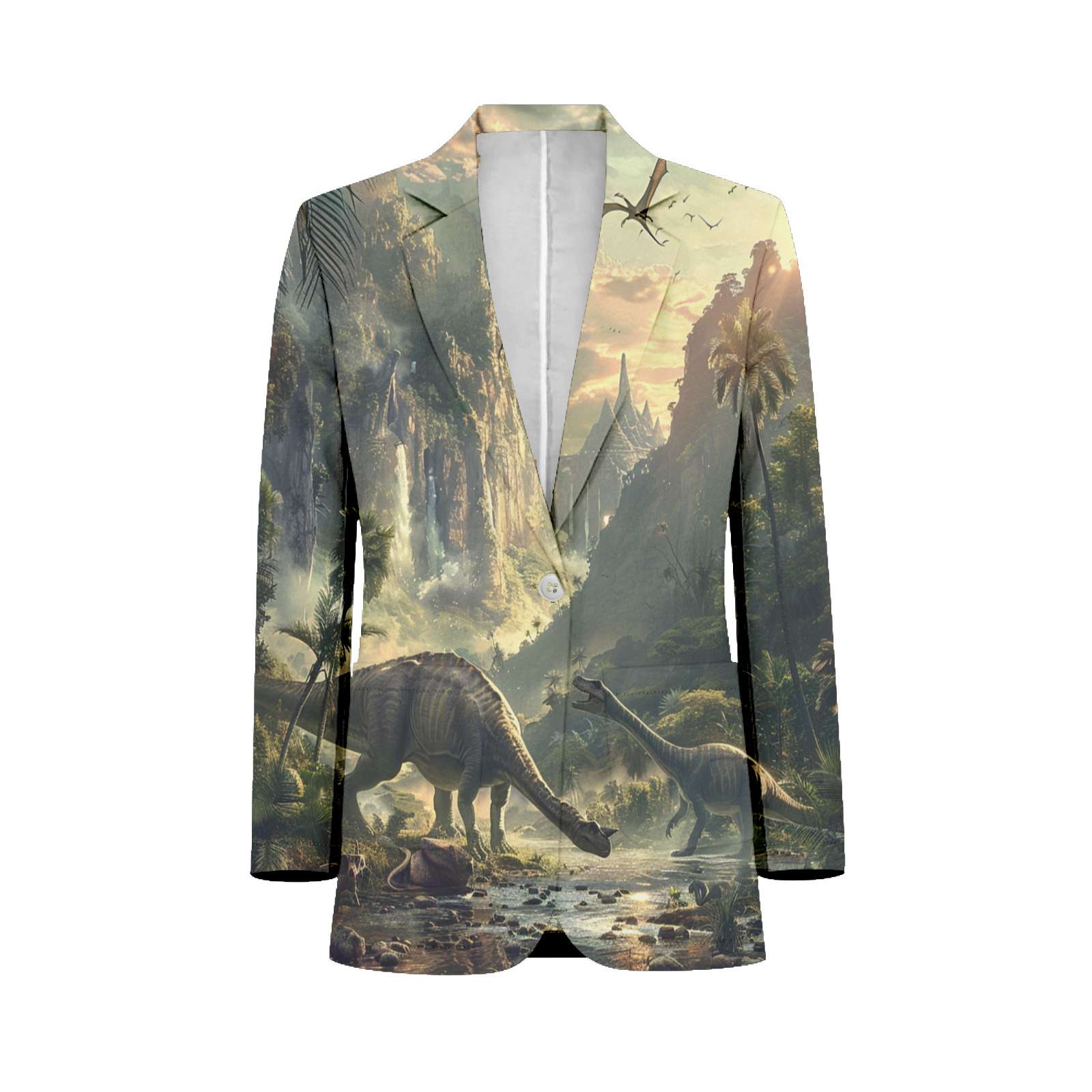 Dinosaur Filled Ancient Jungle Men's Suit Blazer Casual Party Wear Slim ...
