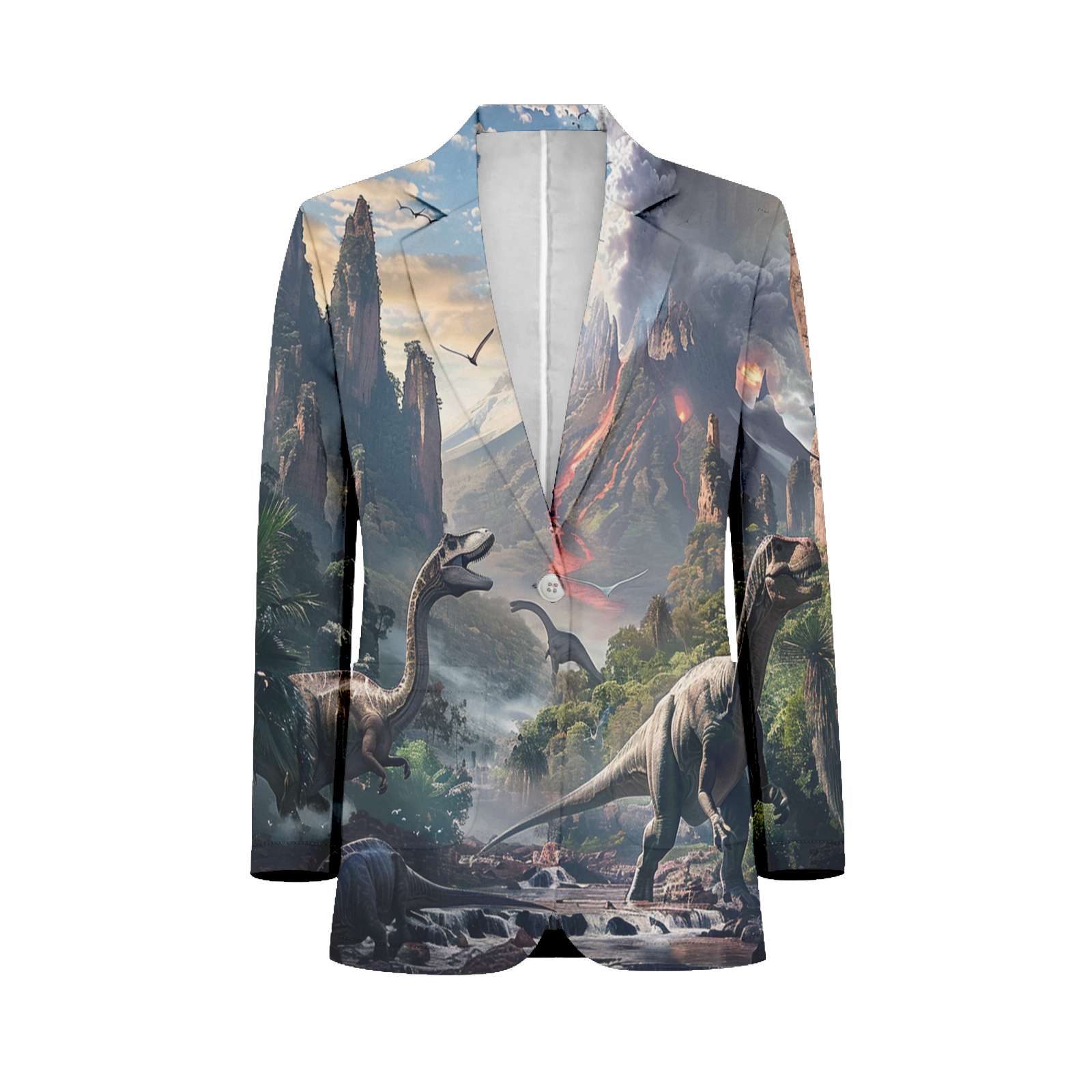 Dinosaur Filled Ancient Jungle Men's Suit Blazer Casual Party Wear Slim ...