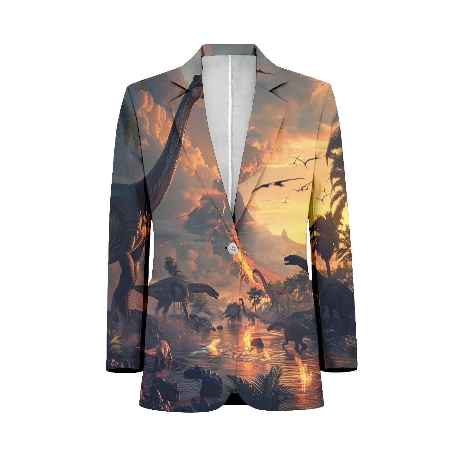 Dinosaur Filled Ancient Jungle Men's Suit Blazer Casual Party Wear Slim ...