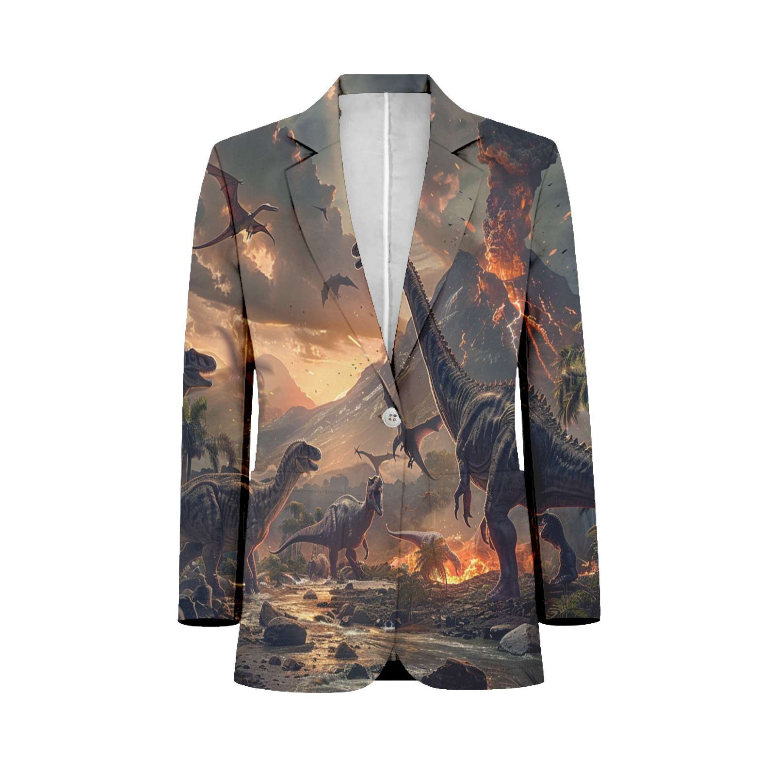 Dinosaur Filled Ancient Jungle Men's Suit Blazer Casual Party Wear Slim ...