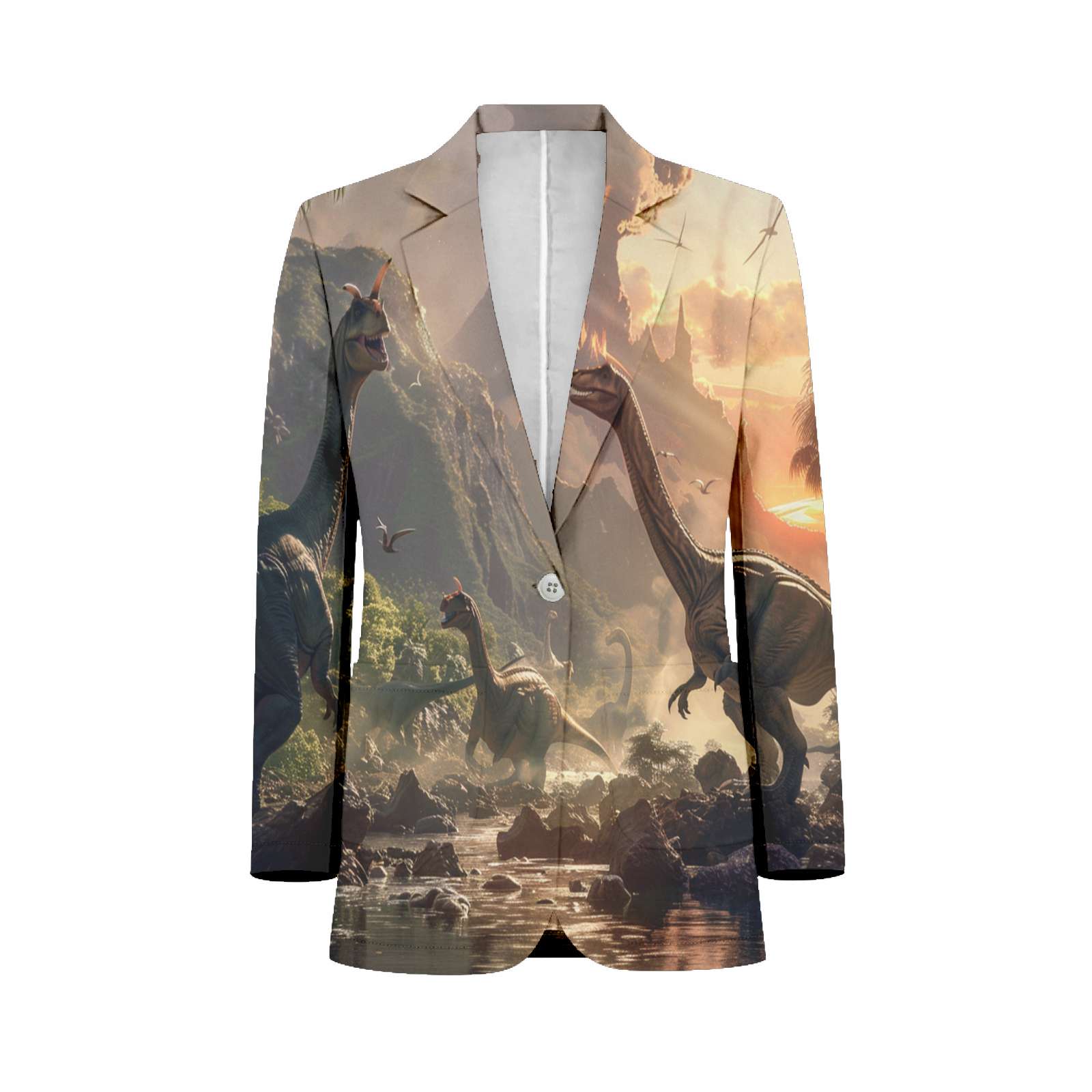 Dinosaur Filled Ancient Jungle Men's Suit Blazer Casual Party Wear Slim ...