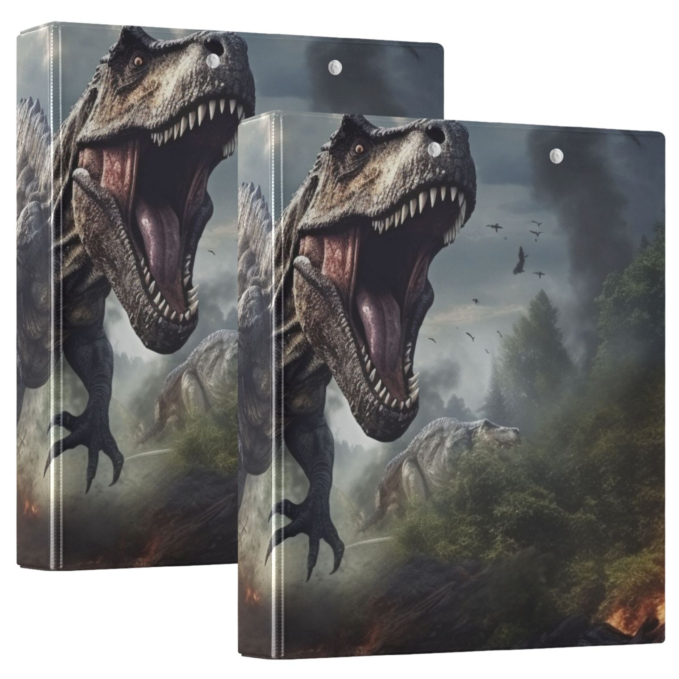 Dinosaur Fire Trees Clouds 3 Ring Binders 1.5 inch Hardcover File ...