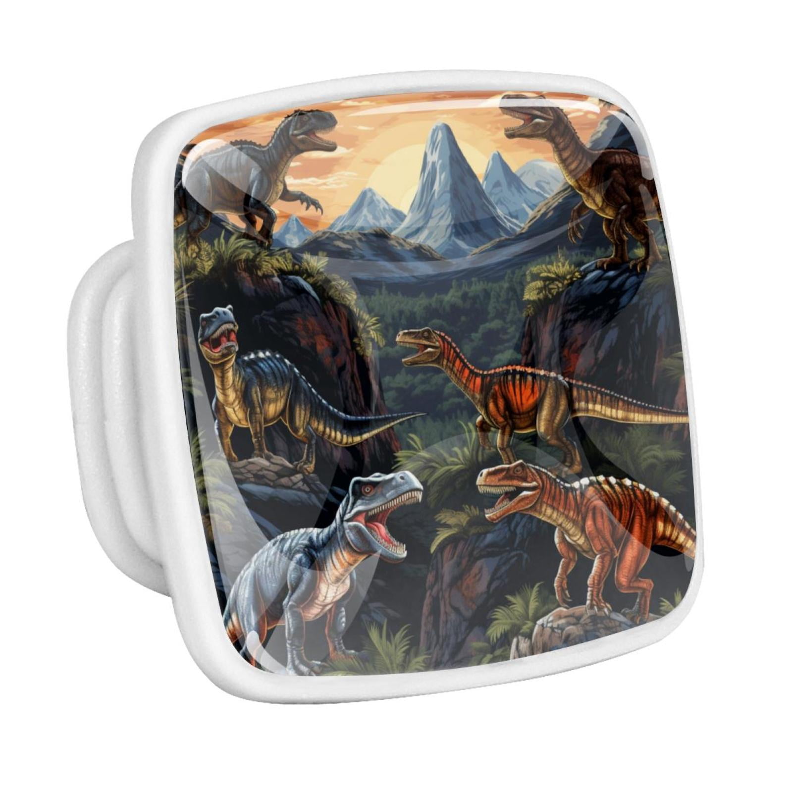 Dinosaur Fluorescent Drawer Pulls with Screws Square 4-Pack Glow Dark ...