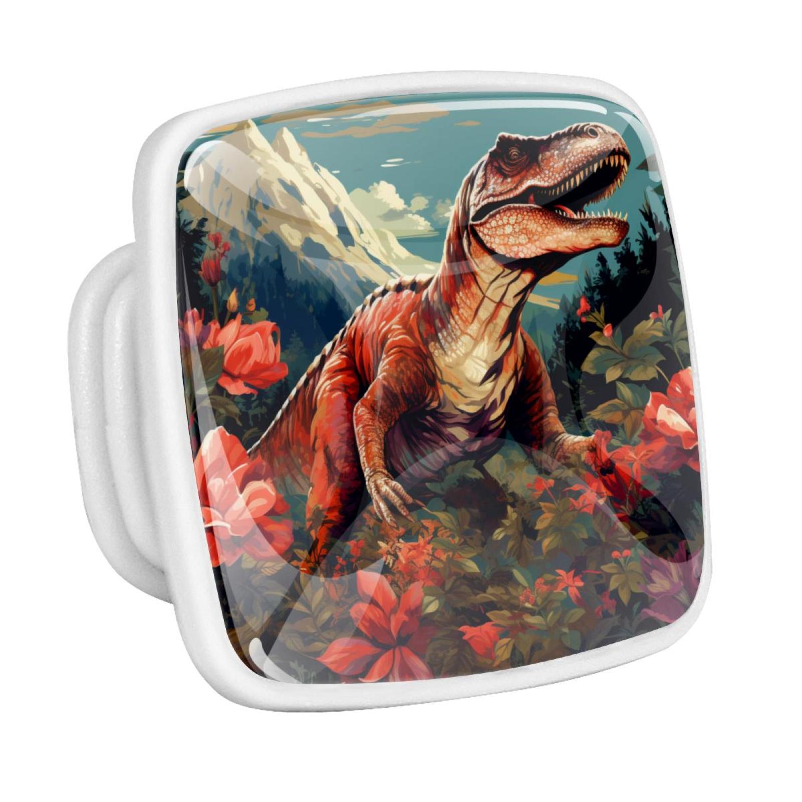 Dinosaur Fluorescent Drawer Pulls with Screws Square 4-Pack Glow Dark ...