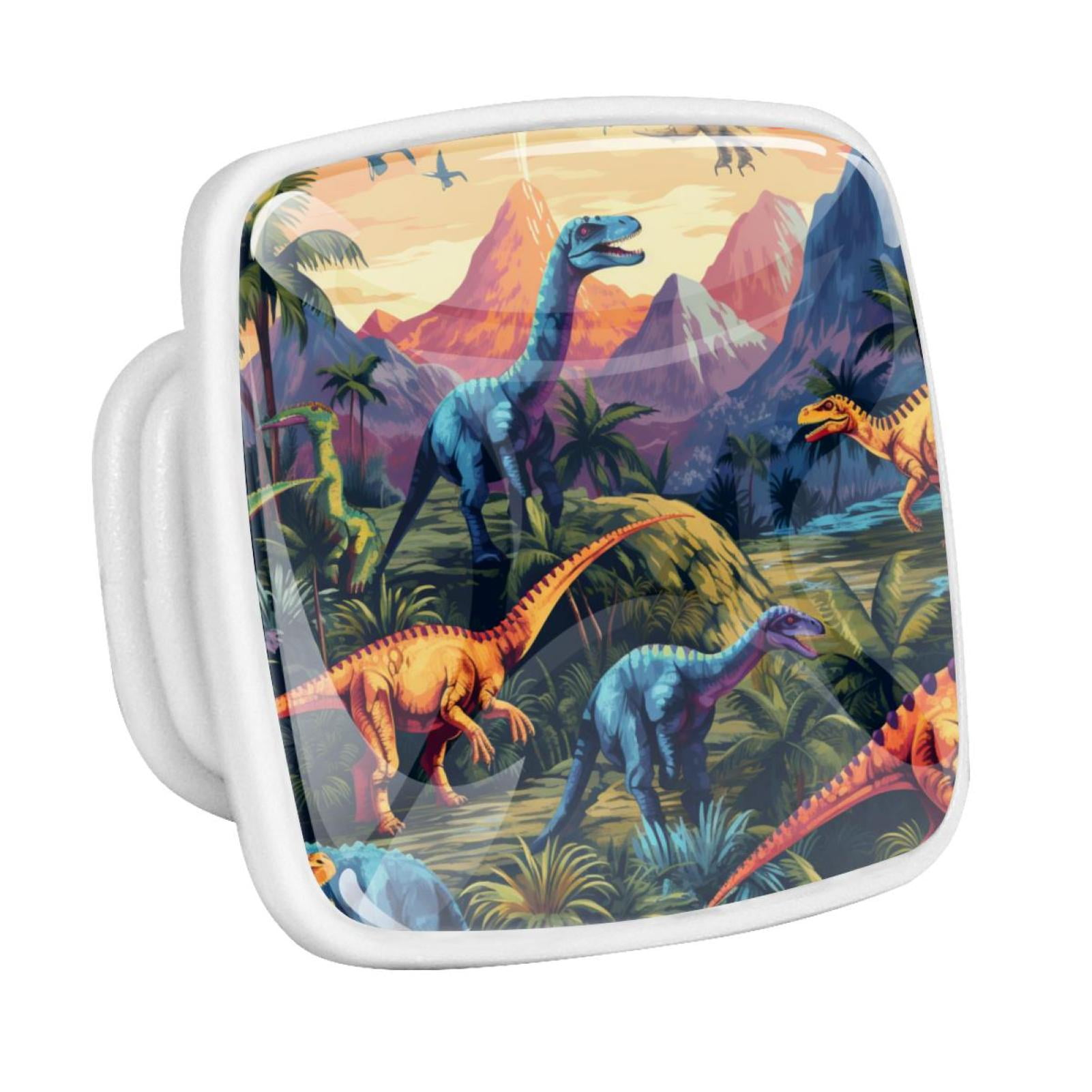 Dinosaur Fluorescent Drawer Pulls with Screws Square 4-Pack Glow Dark ...