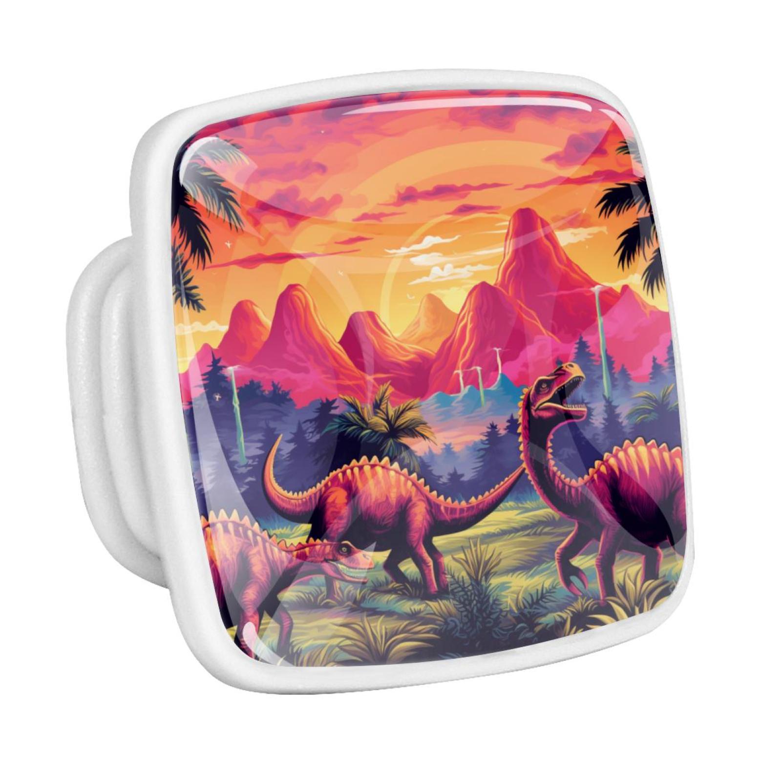 Dinosaur Fluorescent Drawer Pulls with Screws Square 4-Pack Glow Dark ...