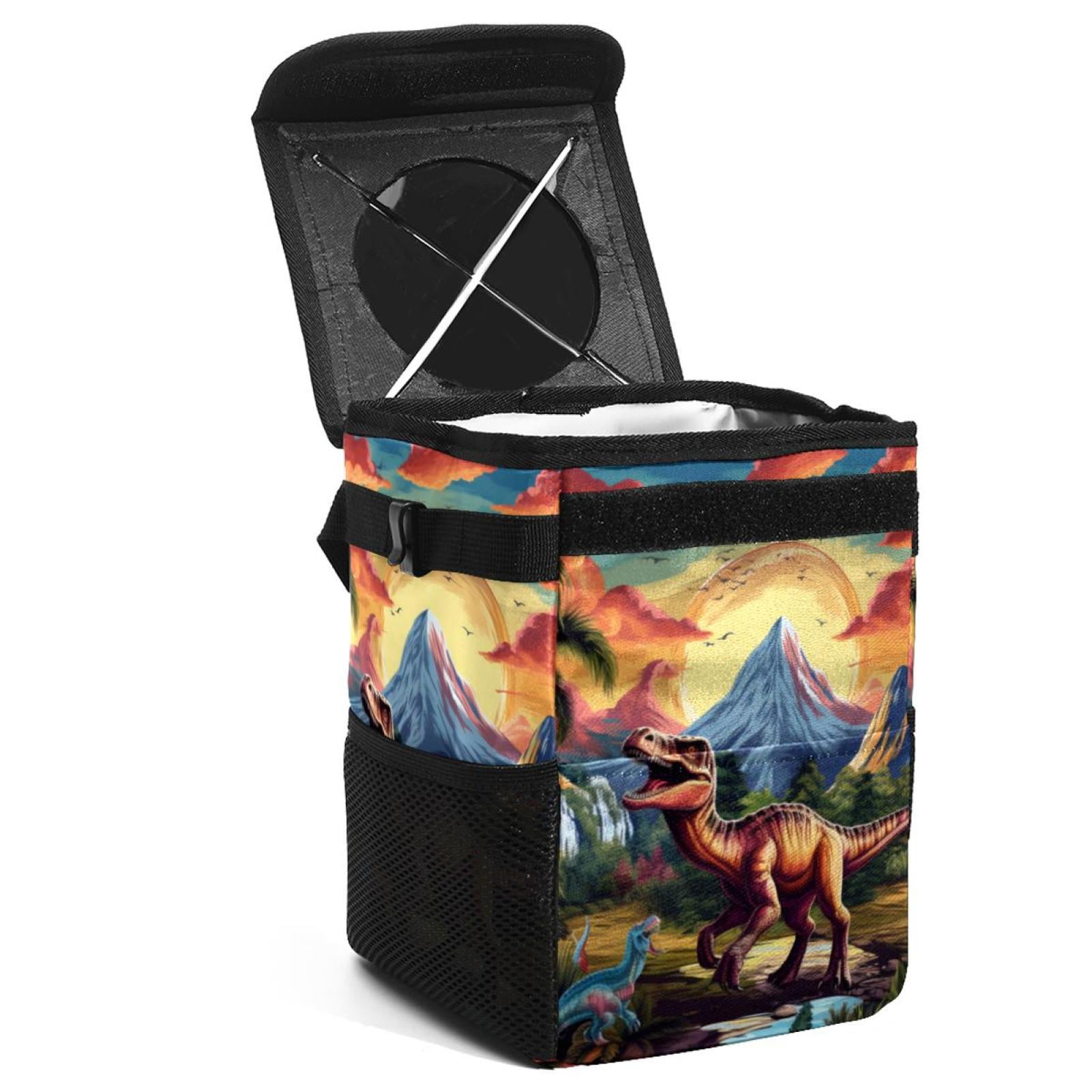 Dinosaur Foldable Car Trash Can with Lid, Leak-proof, Hanging Storage ...