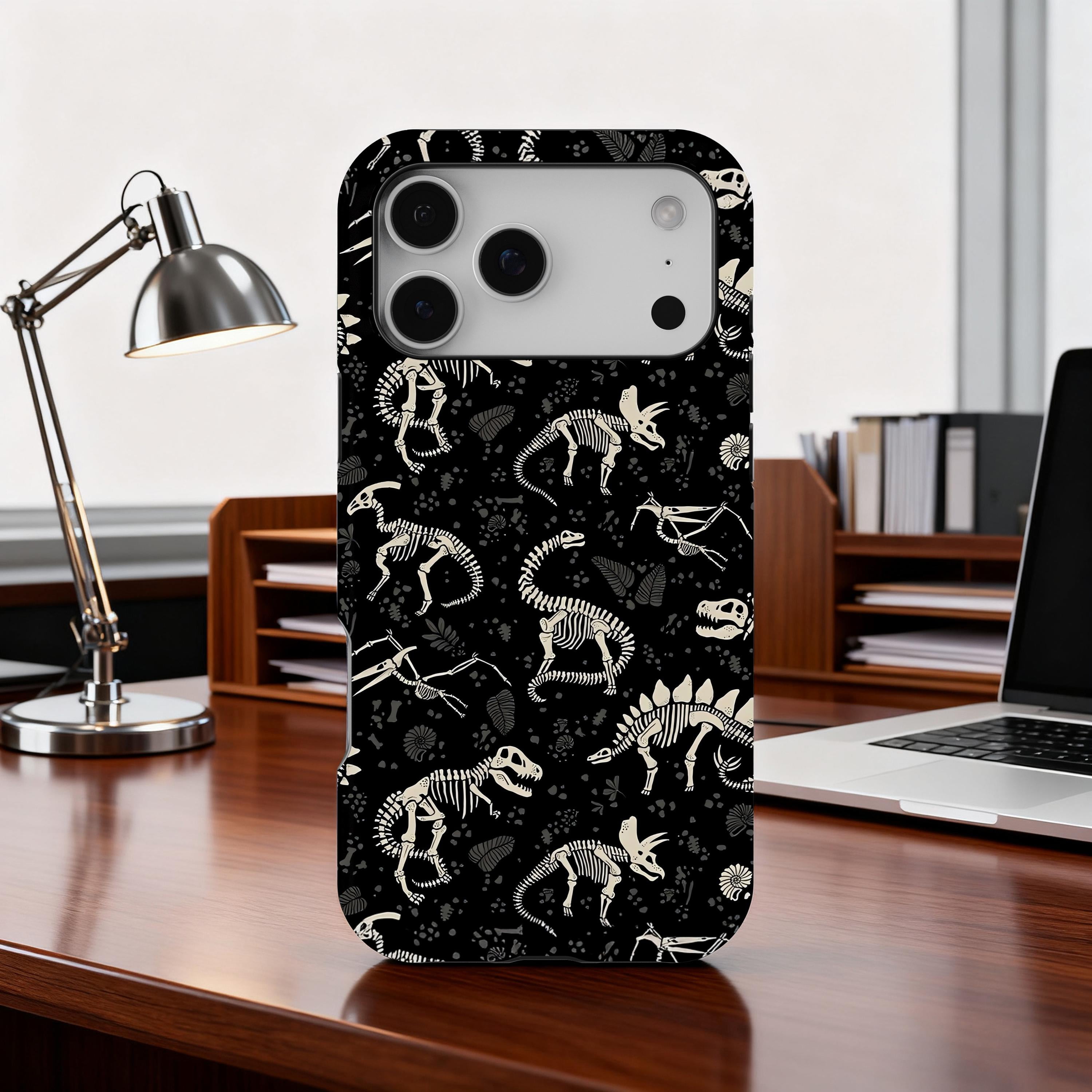 Dinosaur Fossil Abstract Skeleton Phone Case with iPhone 17 through 11 ...
