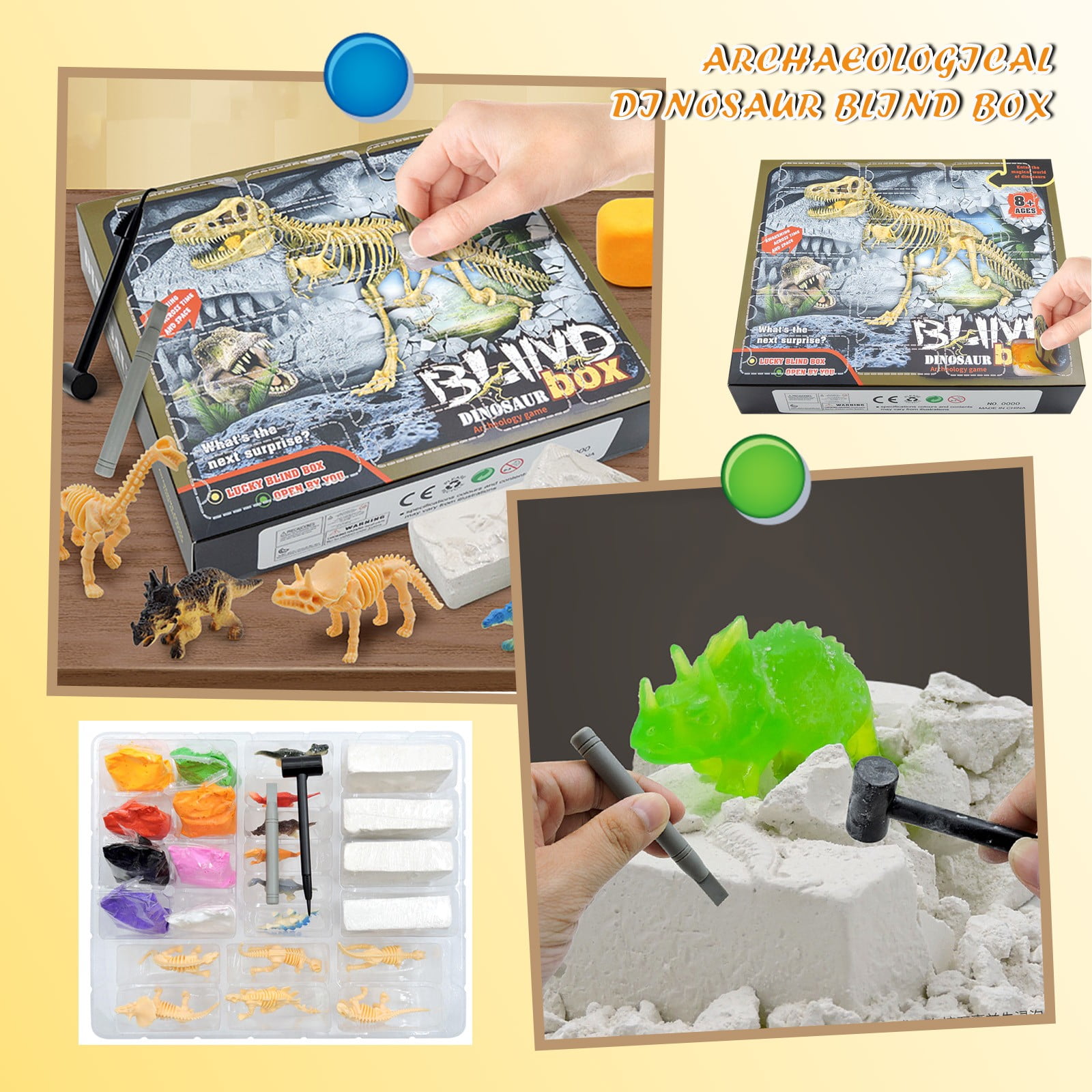 Dinosaur Fossil Dig Kit for Kids Boys Girls Gift, Archaeological ...
