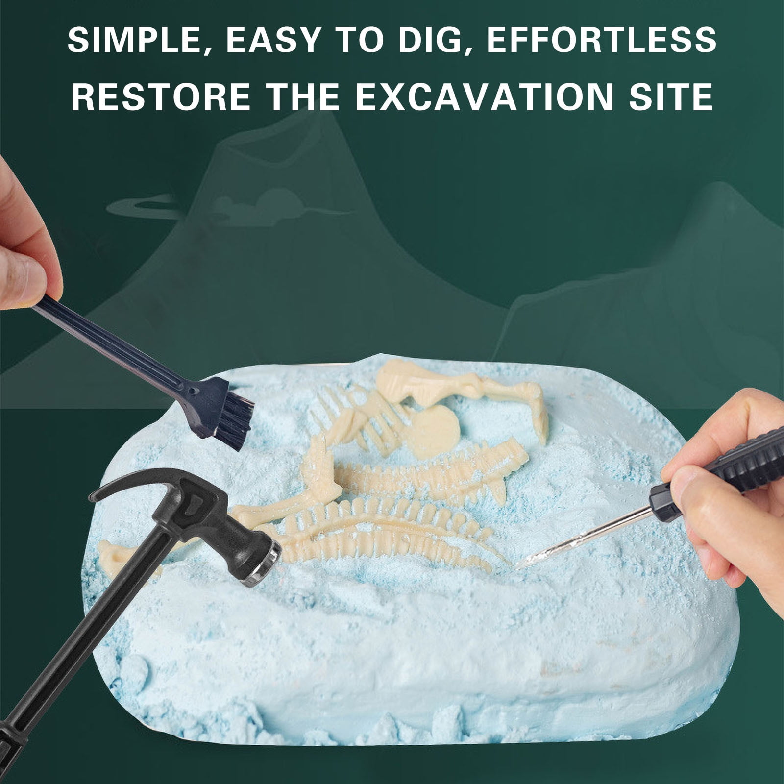 Dinosaur Fossil Excavation Kit with Tools: Simulate Archaeological ...