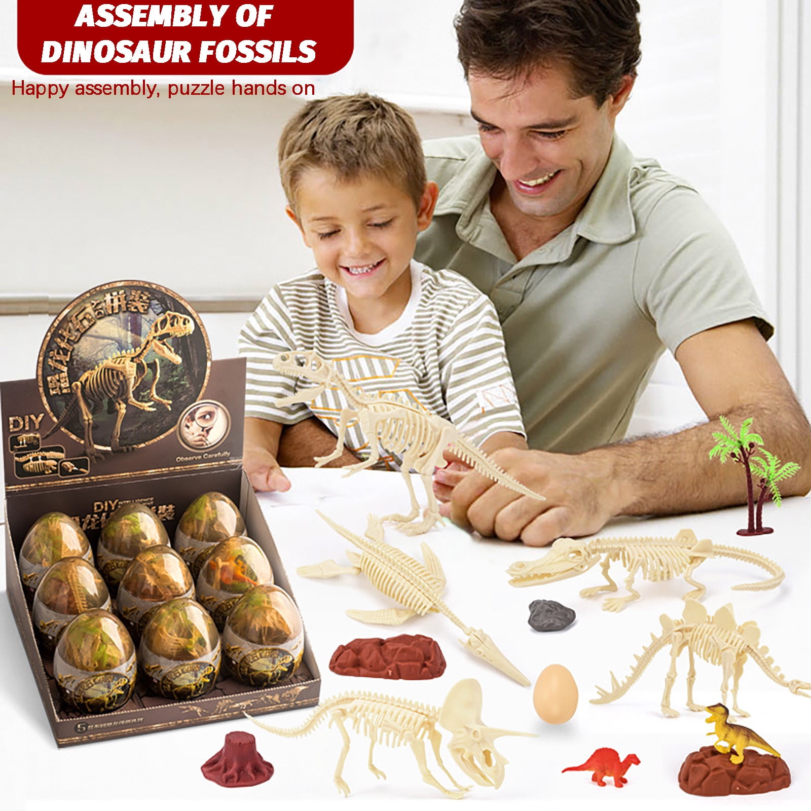 Dinosaur Fossil Skeleton - Assorted Plastic Dino Figure Bones for Kids ...