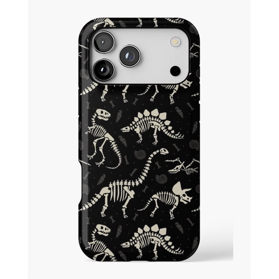 Dinosaur Fossils in Black H487 Premium Durable Case for iPhone 17 16 15 ...