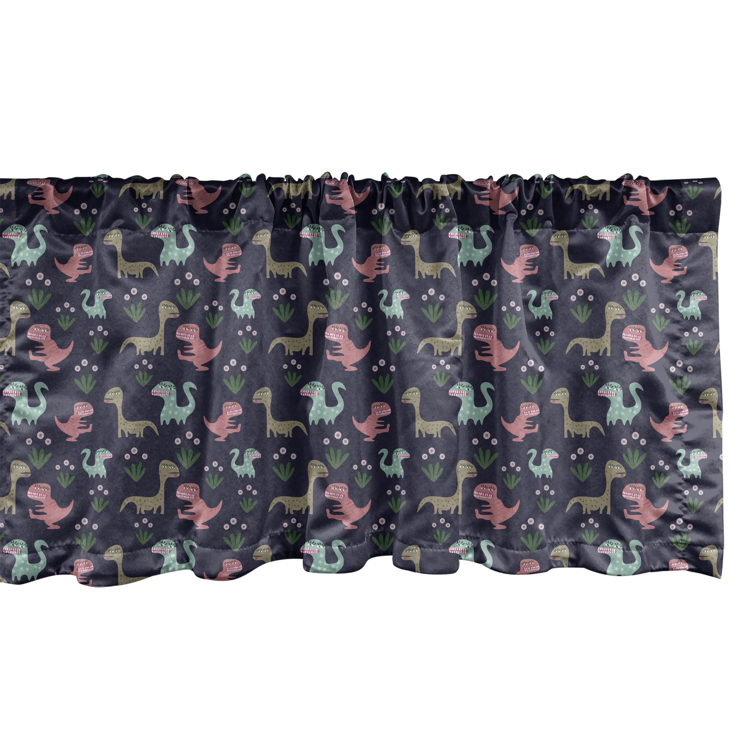 Ambesonne Dinosaur Funny Valance Pack of 2, Natural World Art, 54"X18 ...