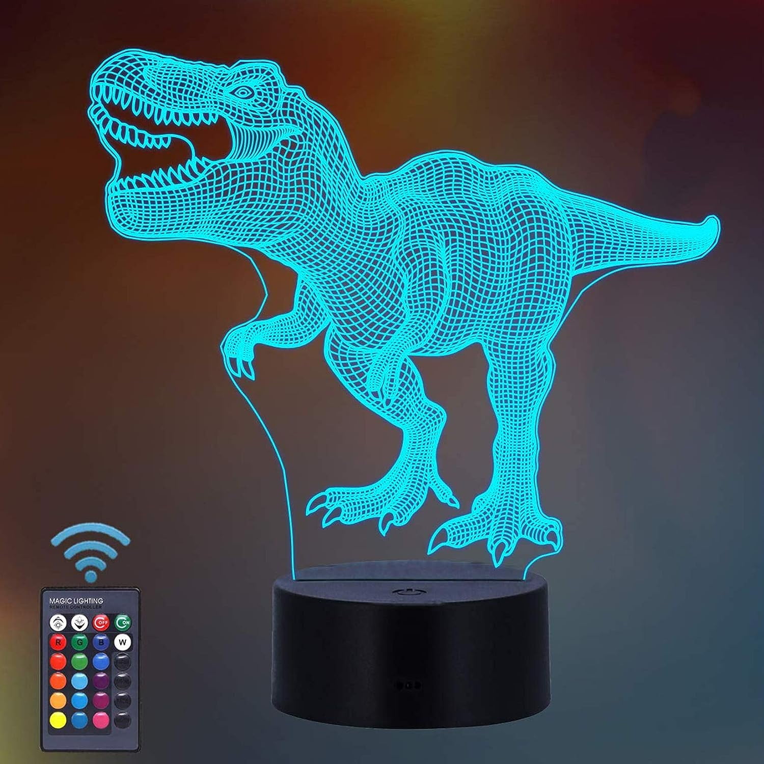 Dinosaur Gifts, T-Rex 3D Night Light 16 Colors Changing Night Lamp for ...