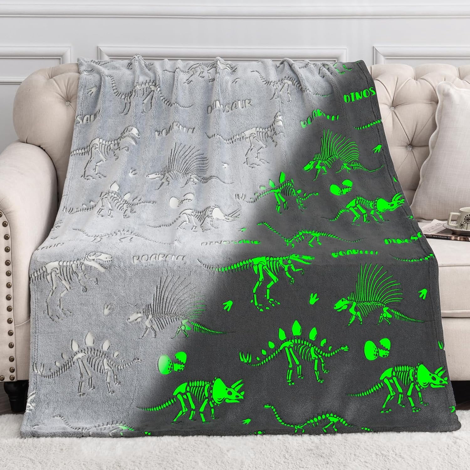 Dinosaur Gifts Toys for Kids Boys - Dino Glow in The Dark Blanket ...
