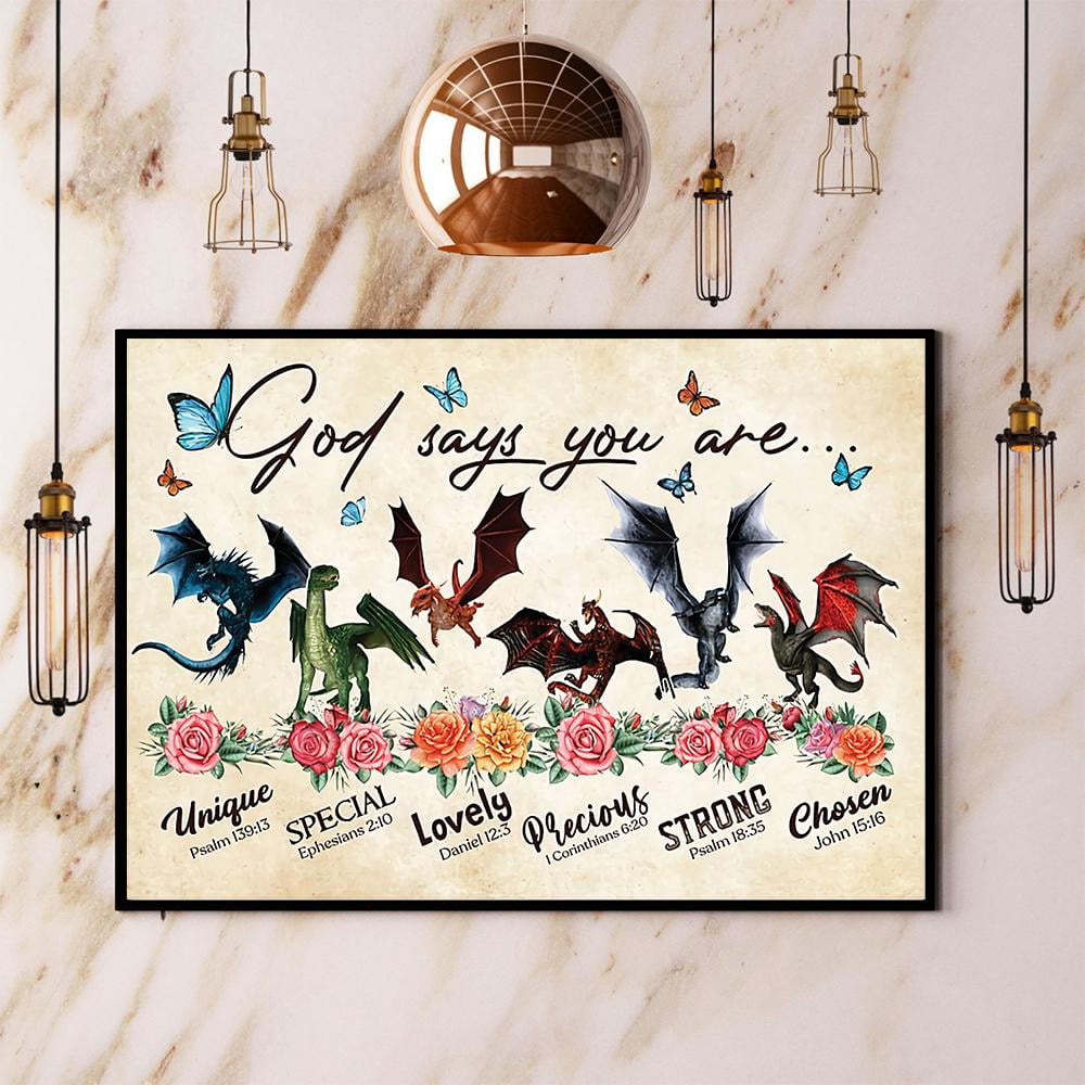 Dinosaur God Says You Are Unique Paper Poster No Frame Matte Wall Art ...