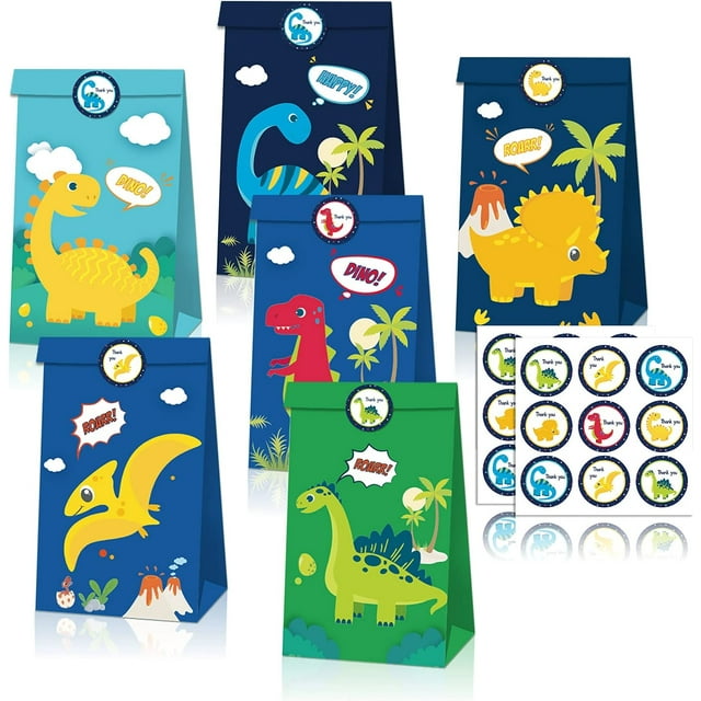 Dinosaur Goodie Bags-12 Pcs Dinosaur Party Favors Candy Bags with ...