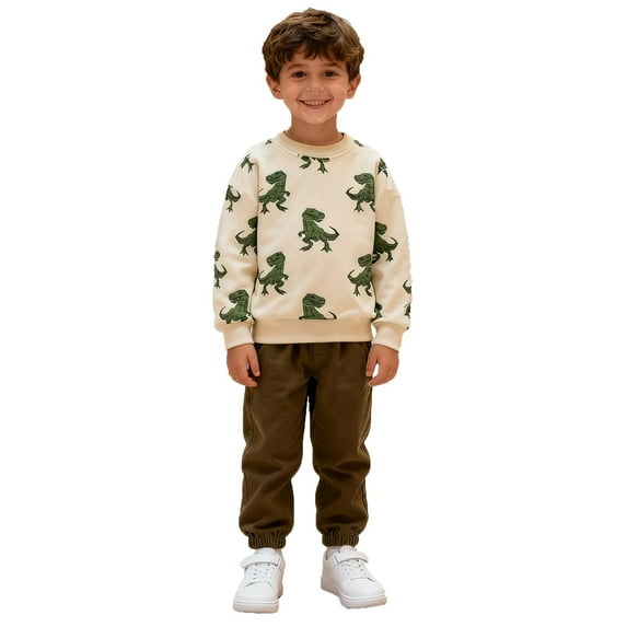 Dinosaur Graphic Print Boys Hoodie Knit Pullover Casual Kids Sweatshirt ...