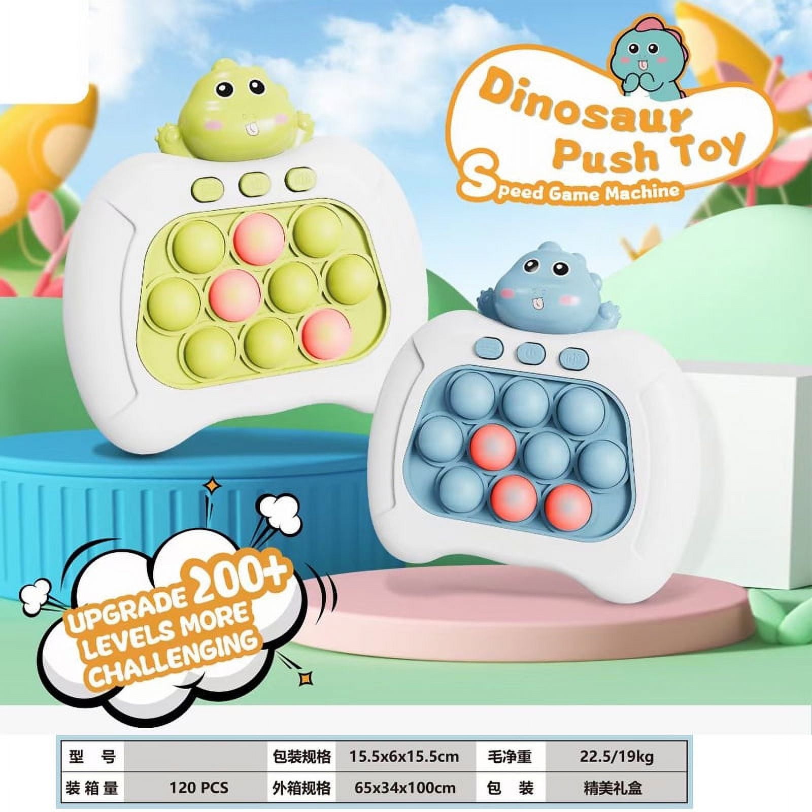 Dinosaur (Green) Fast Push Game, Cute Anime Pop Fidget Light Up Bubble ...