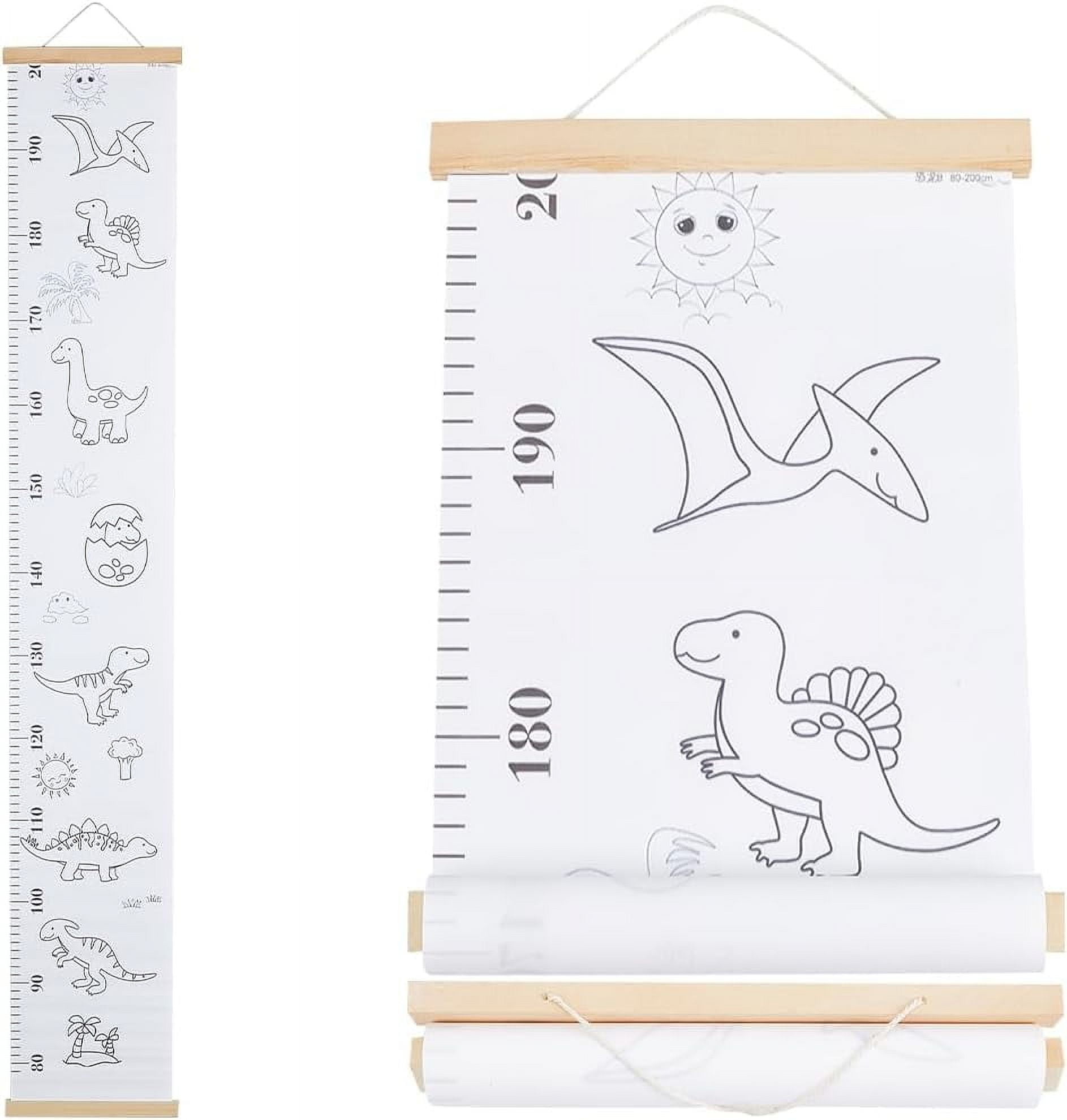 Dinosaur Growth Chart Canvas Height Measurement Chart Ruler Wood Frame ...