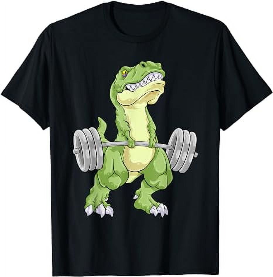 Dinosaur Gym Weightlifting T-Rex Fitness Workout Deadlift T-Shirt ...