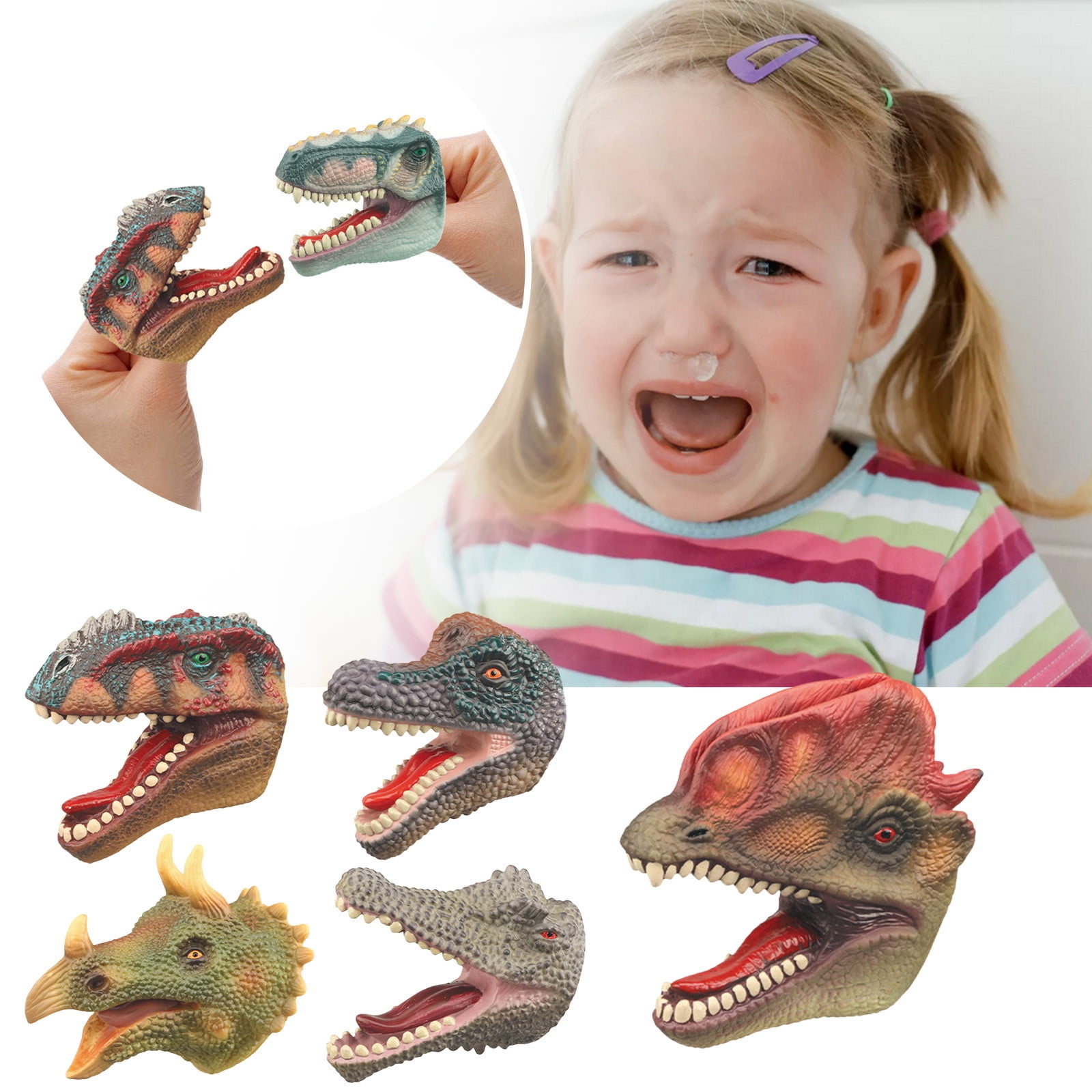 Dinosaur Hand Puppets Realistic Latex Soft Animal Toys Set ...