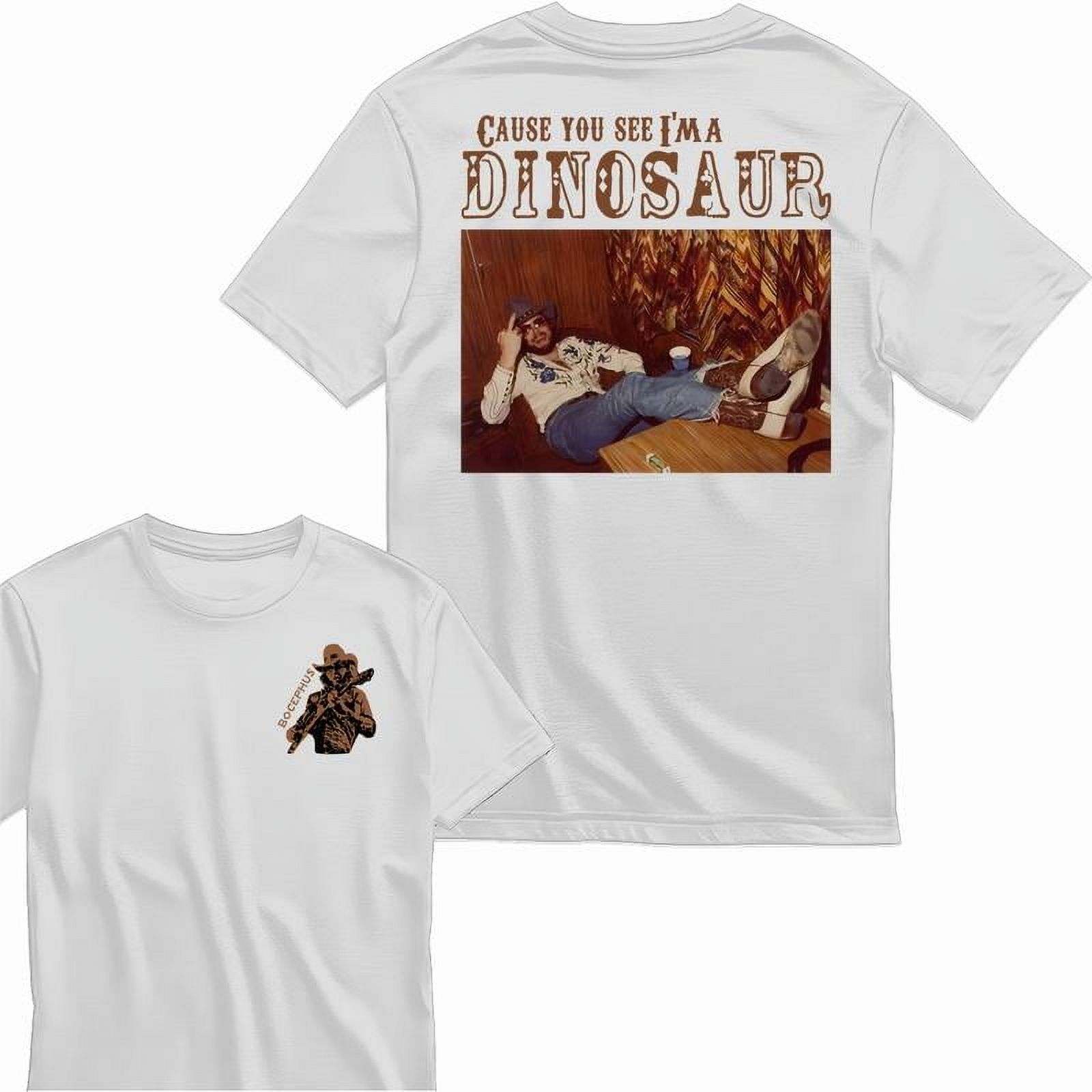 Dinosaur Hank Williams Jr. Bocephus Western . Casual Crewneck for Men ...
