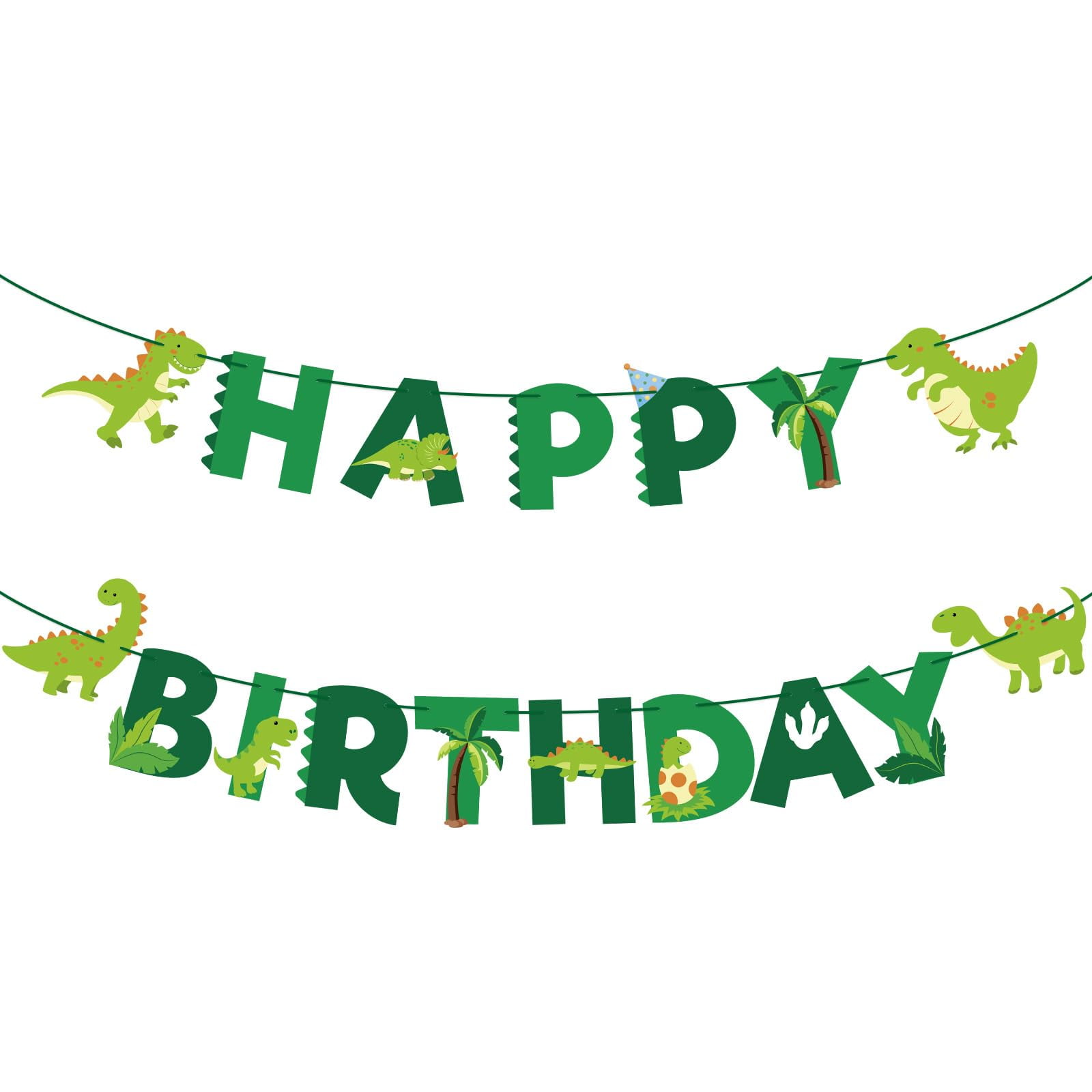 Dinosaur Happy Birthday AJH3 Banner Cartoon Dinosaur Party Banner ...