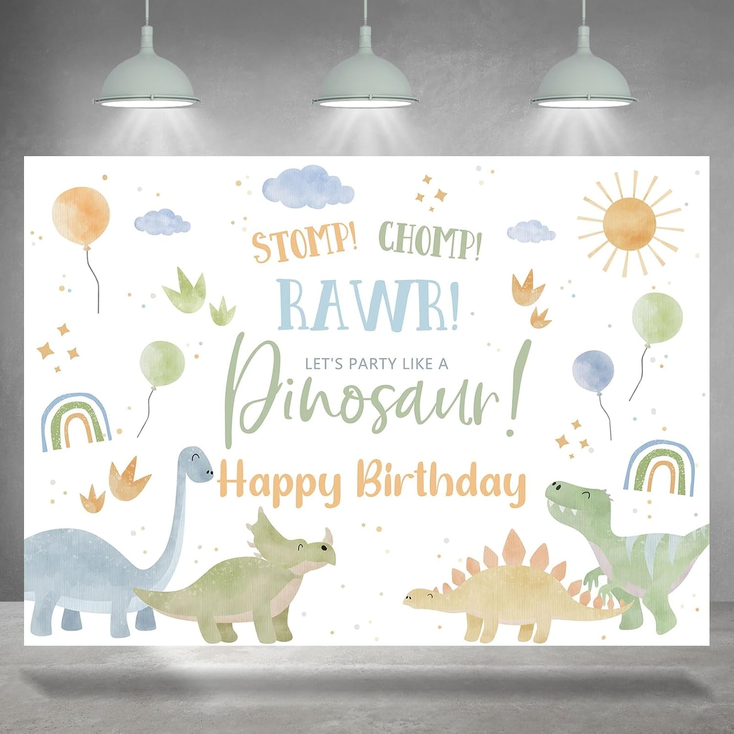Dinosaur Happy Birthday Backdrop for Boys Birthday Dino Themed Birthday ...